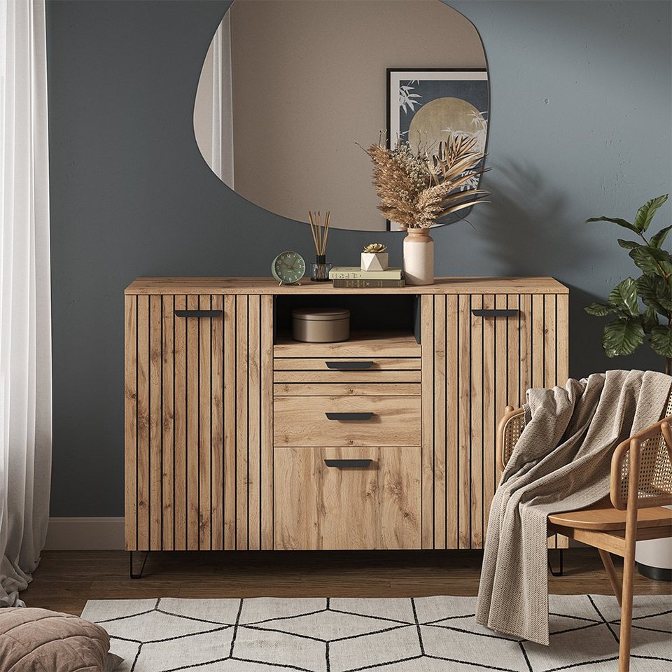 Vicco Sideboard Kommode Mehrzweckschrank Universalschrank Amber Eiche