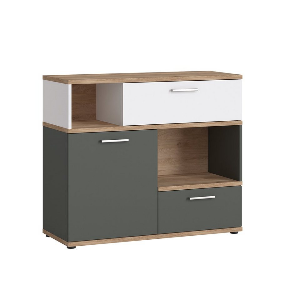 Lomadox Kommode Tomar 129 In Eiche Nb Mit Weiß Und Grau Bht Ca