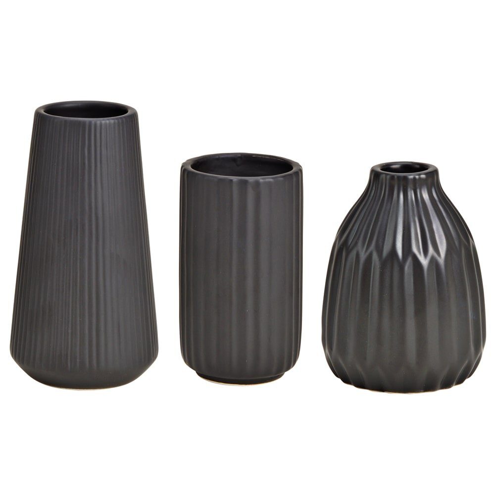 Matches21 Home And Hobby Dekovase Moderne Blumenvasen 3er Set Schwarz