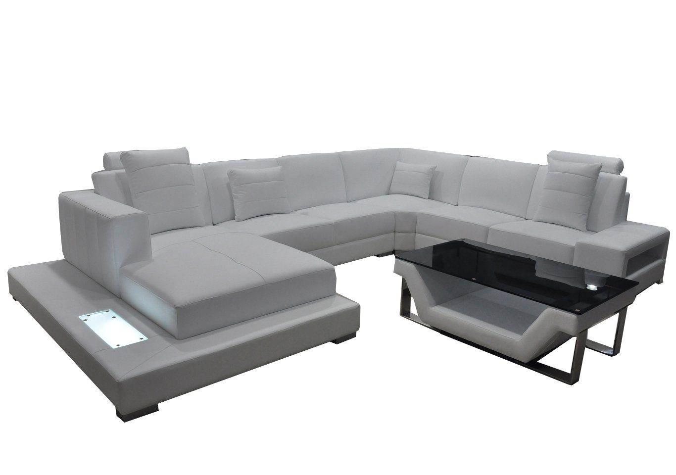 Jvmoebel Ecksofa Eck Leder Sofa Couch Polster Ecke Sitz U Form