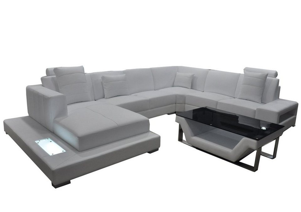 Jvmoebel Ecksofa Eck Leder Sofa Couch Polster Ecke Sitz U Form