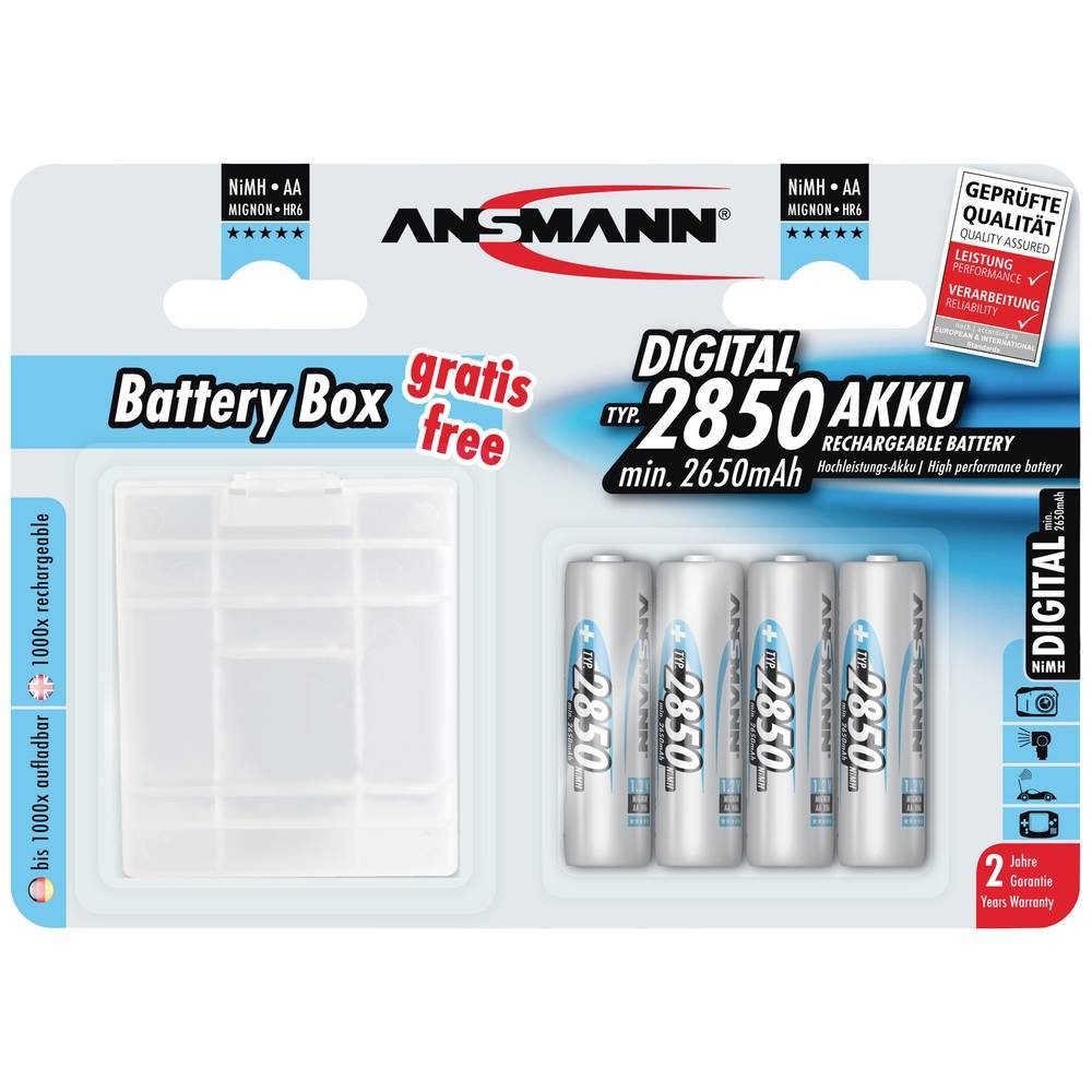 ANSMANN AG Mignon-Akkus, 4er + Box Akku, Die Selbstentladung spielt hierbei keine Rolle