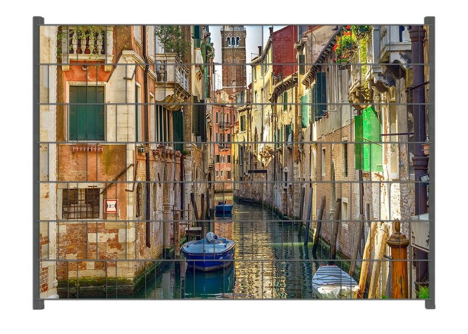 Wallario Sichtschutzstreifen Urlaub In Venedig Kanal Zwischen Bunten