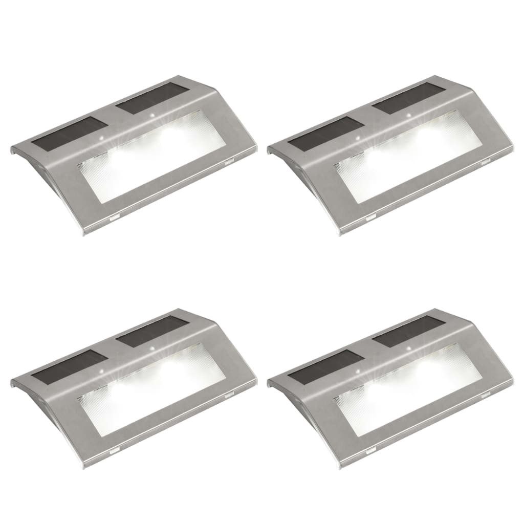 furnicato Gartenleuchte 4 Stück Solar Treppen Lampe 2 LED Wandleuchte ...