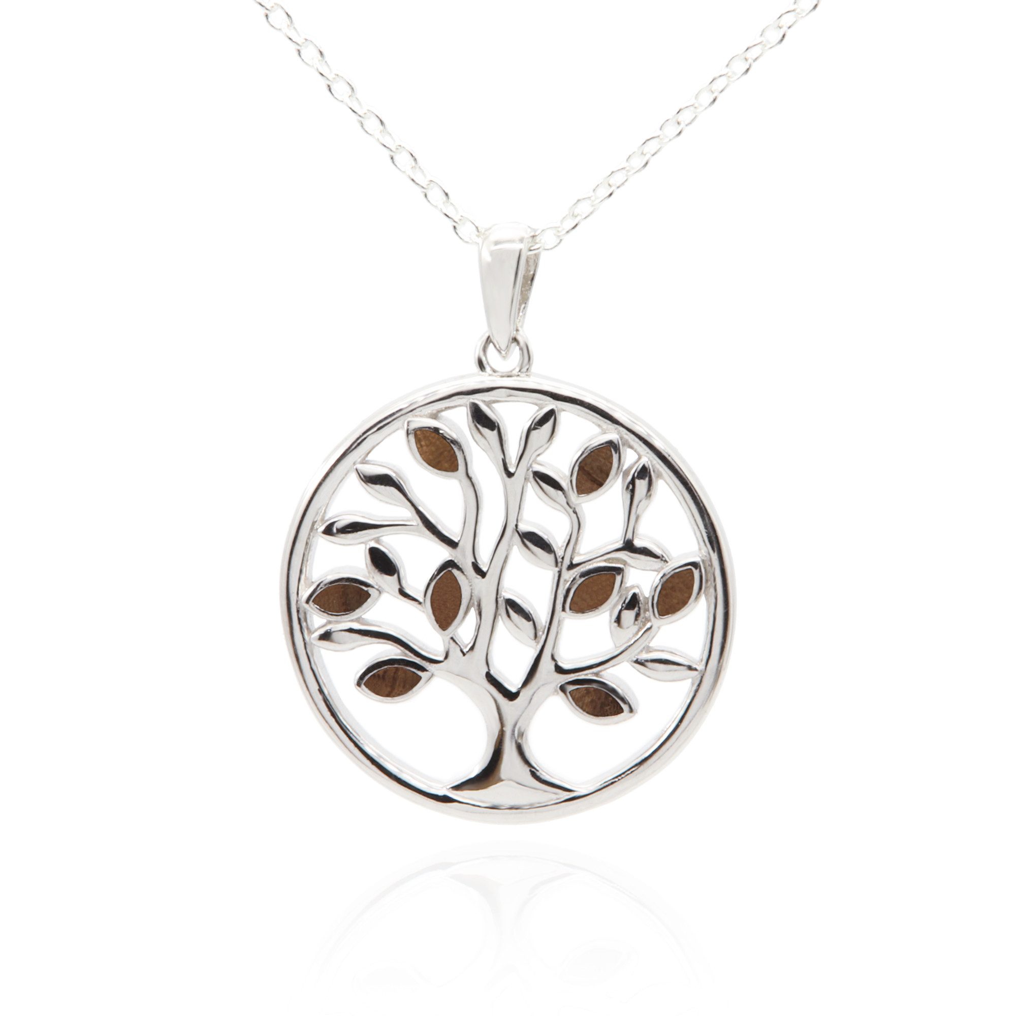 NaturSchatulle Kette mit Anhänger Halskette Lebensbaum aus silber und Holz (Amulett Halskette ...