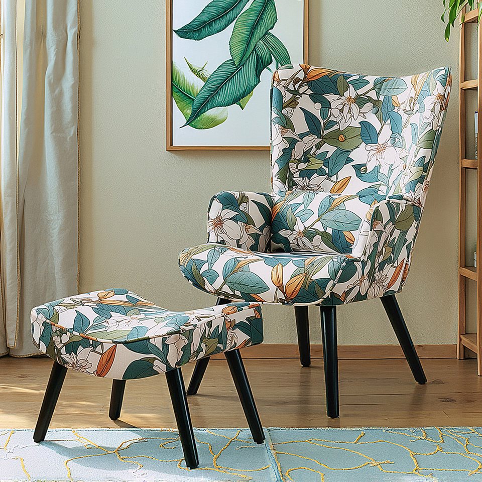 HomeMiYN Ohrensessel Relaxsessel Lehnstühle Patchwork Ohrensessel mit ... HomeMiYN Ohrensessel Relaxsessel Lehnstühle Patchwork Ohrensessel mit ...