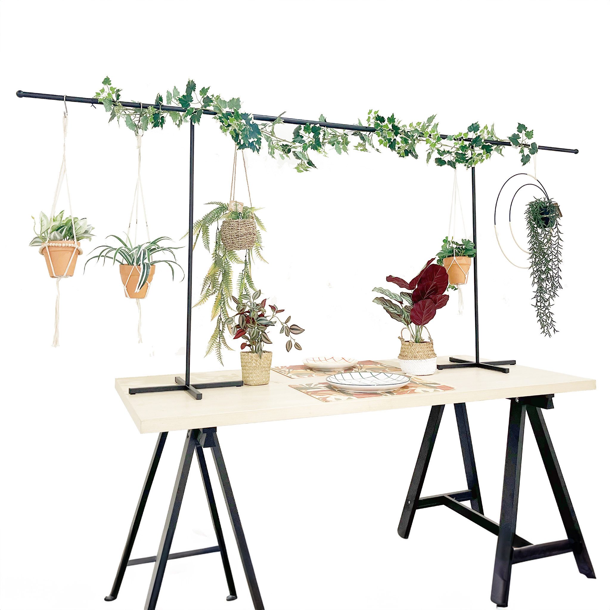 Spetebo Dekoobjekt Deko Tischgestell in schwarz mit Fuß - Länge 220-250 cm (Stück, 1 St., Deko ...