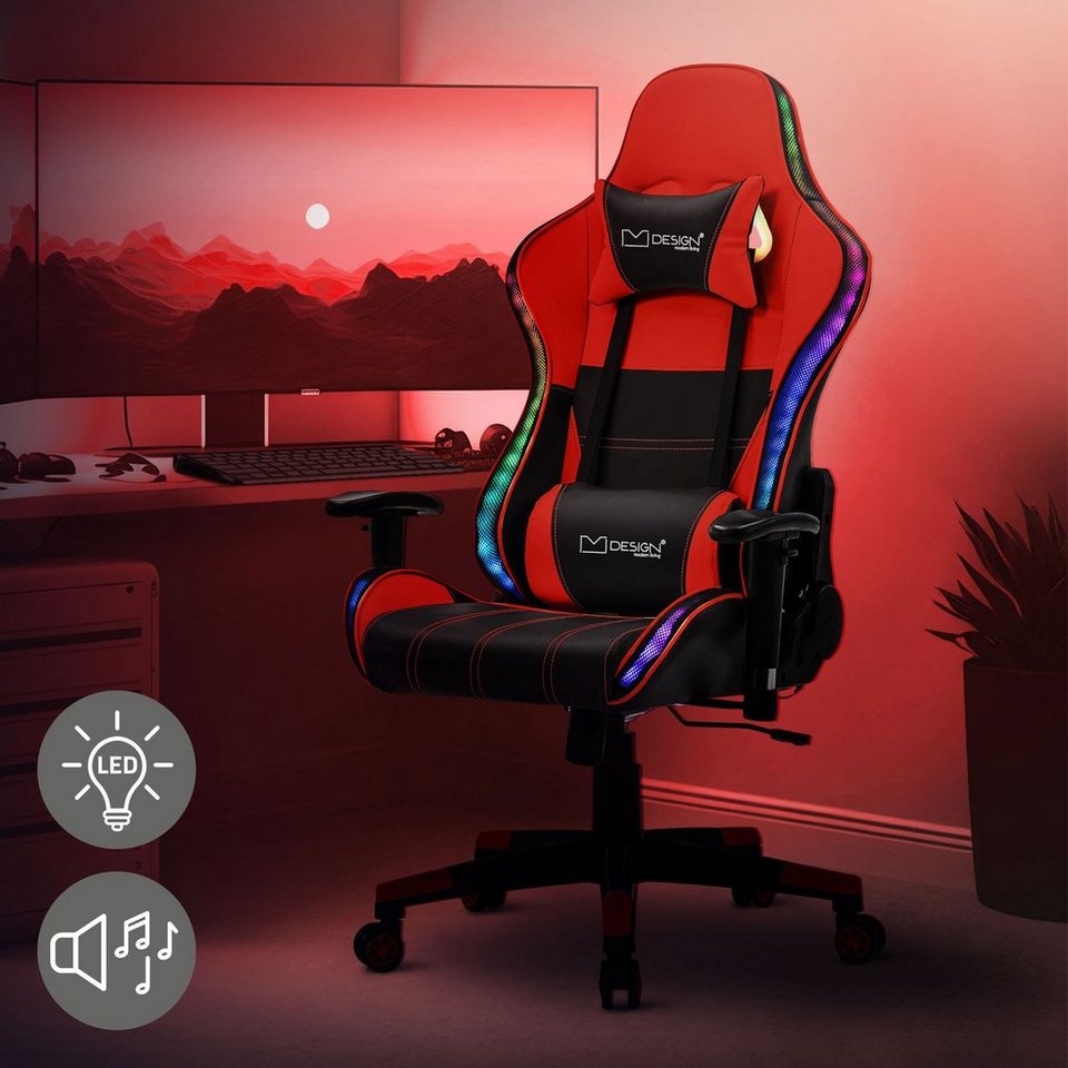 Ml Design Gaming Stuhl Bürostuhl Racing Gamer Stuhl Rgb Led