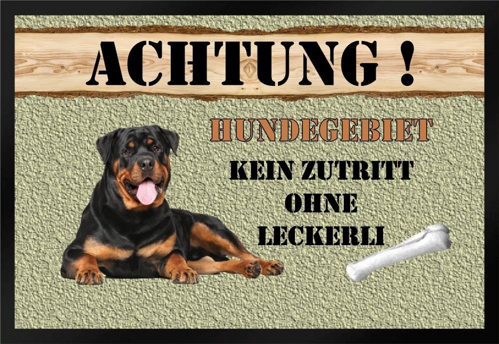 Fußmatte Schmutzfangmatte Achtung Zutritt Hund Leckerli F644, Ladreas, 60x40