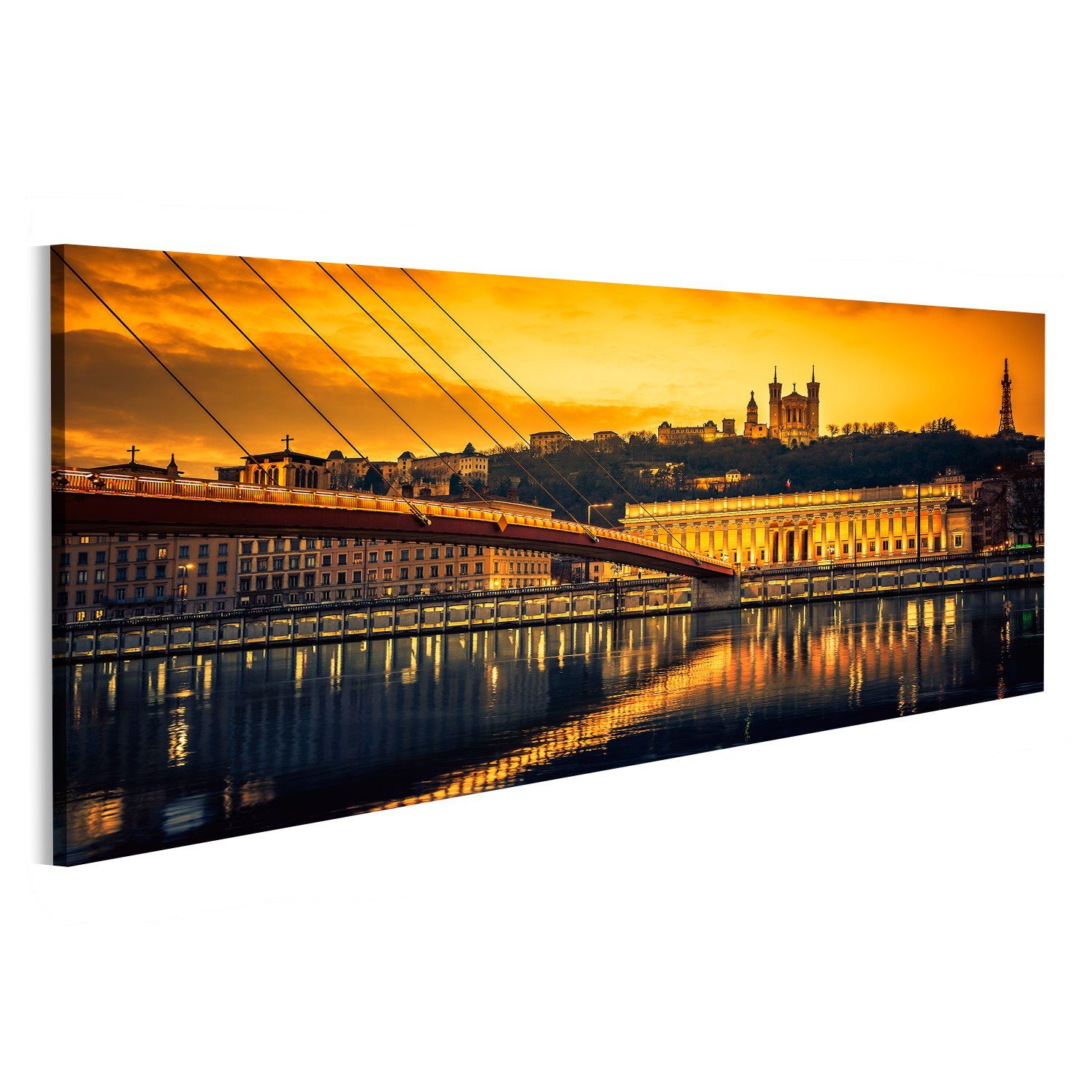 islandburner Leinwandbild Bild auf Leinwand Ansicht Der Saone Fluss Bei Sonnenuntergang Lyon Fra