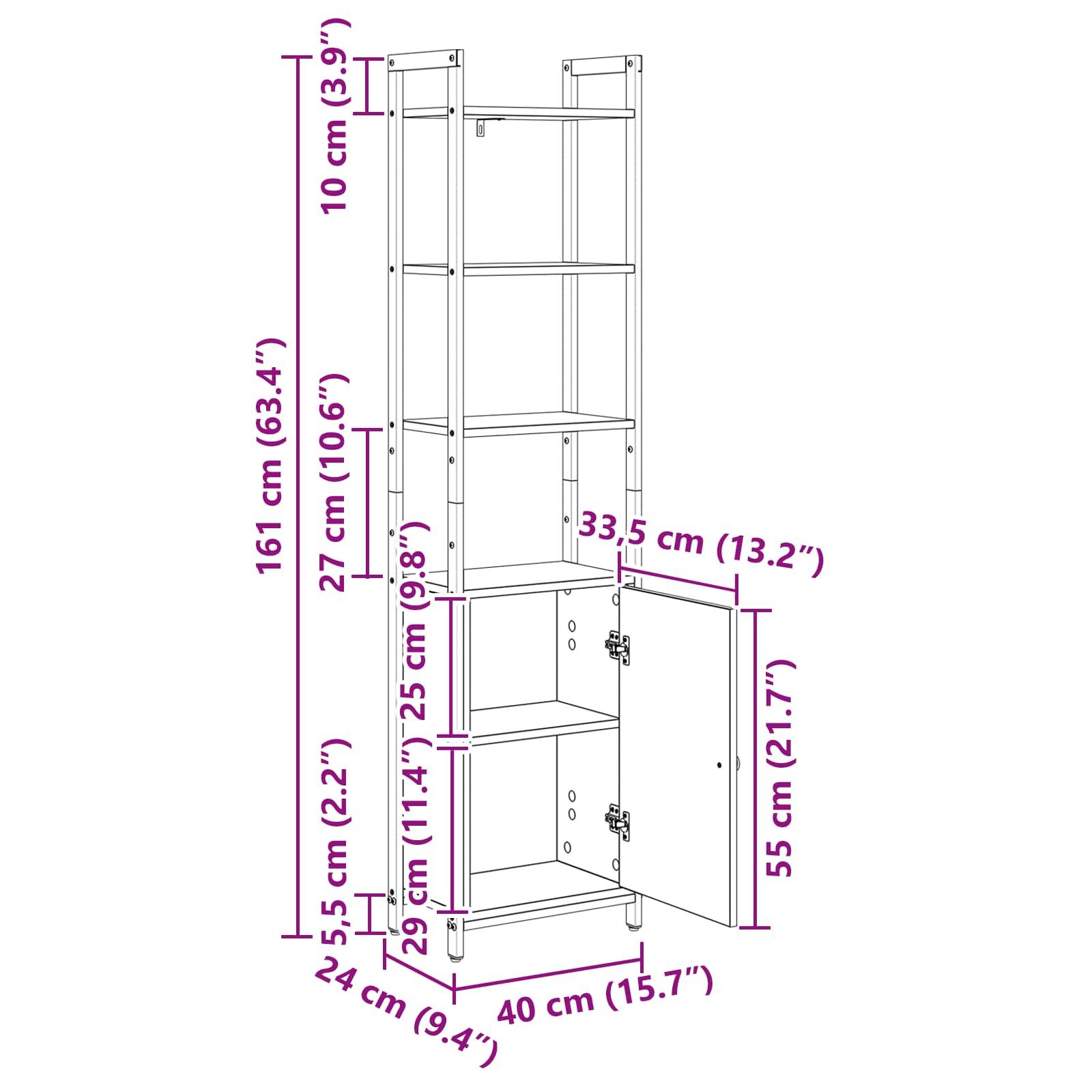 vidaXL Bücherregal Bücherregal Geräucherte Eiche 40 x 24 x 161 cm ...