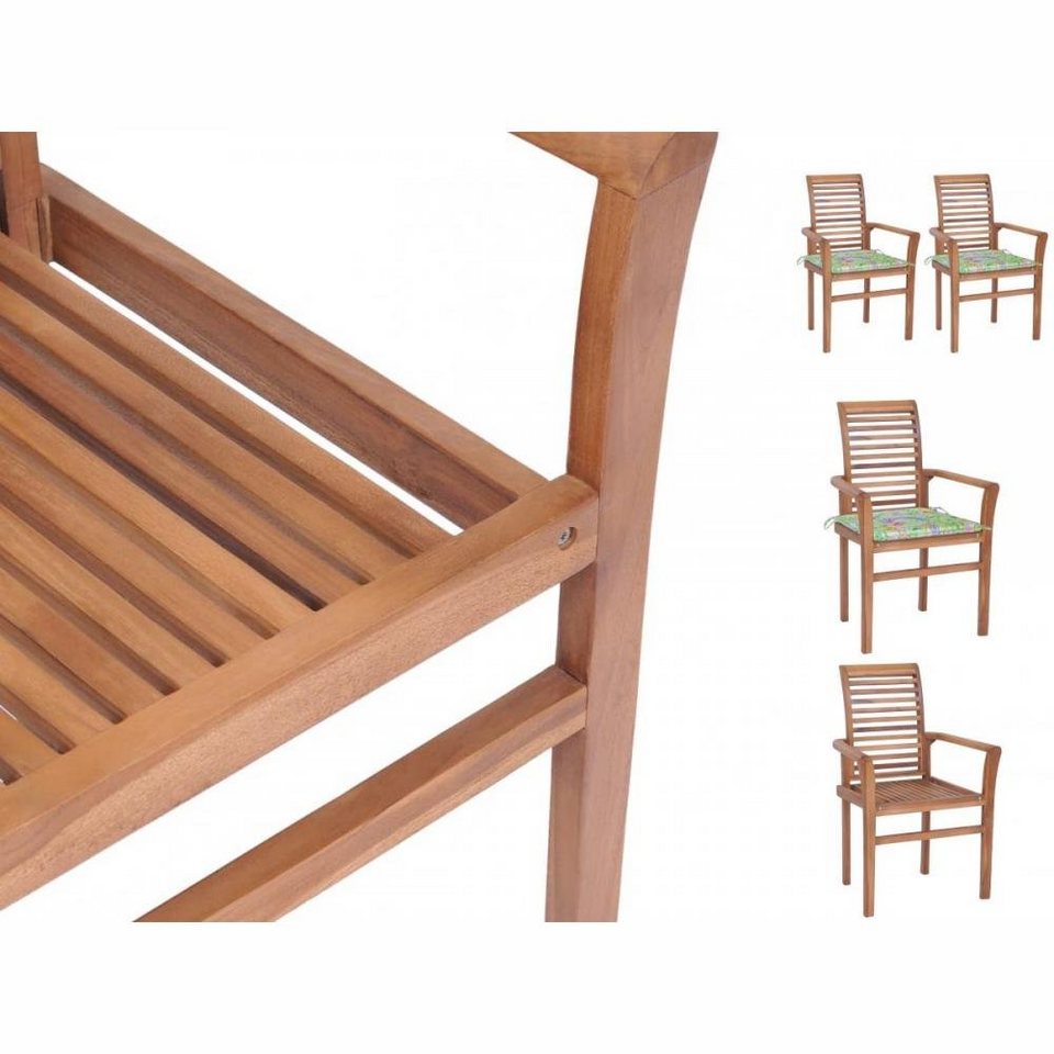 vidaXL Gartenstuhl Gartenstuhl Stapelstuhl Teak Holzstuhl mit Kissen ... vidaXL Gartenstuhl Gartenstuhl Stapelstuhl Teak Holzstuhl mit Kissen ...