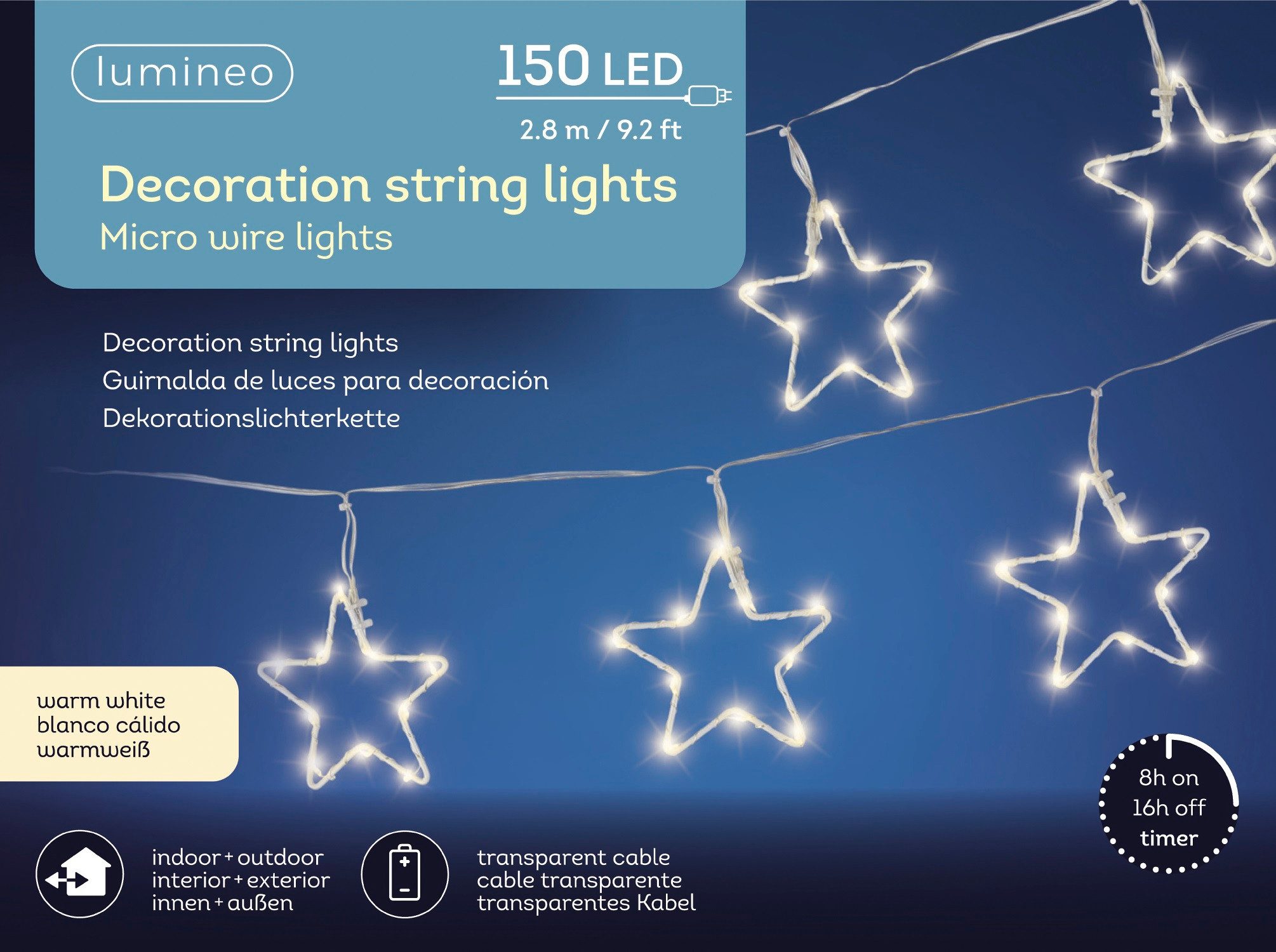 Lumineo Led Lichterkette Lumineo Stern Lichterkette 150 Led 28 M Warm