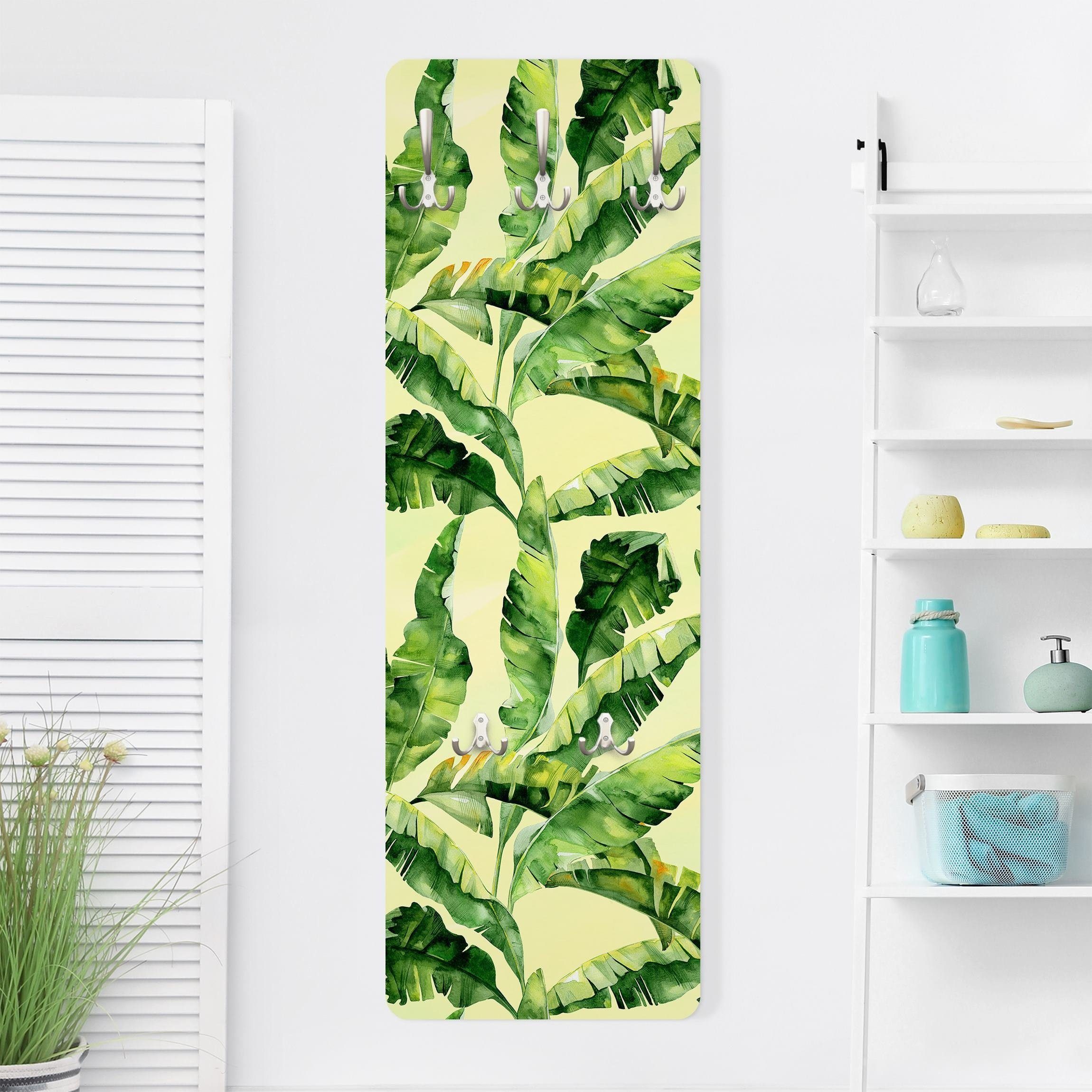 Bilderdepot24 Garderobenpaneel Grün Aquarell Blumen Floral Botanik
