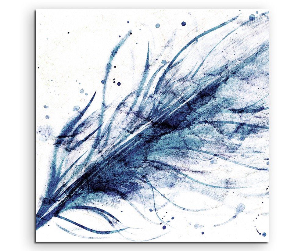 Sinus Art Leinwandbild Handgemalte Feder Auf Leinwand Exklusives