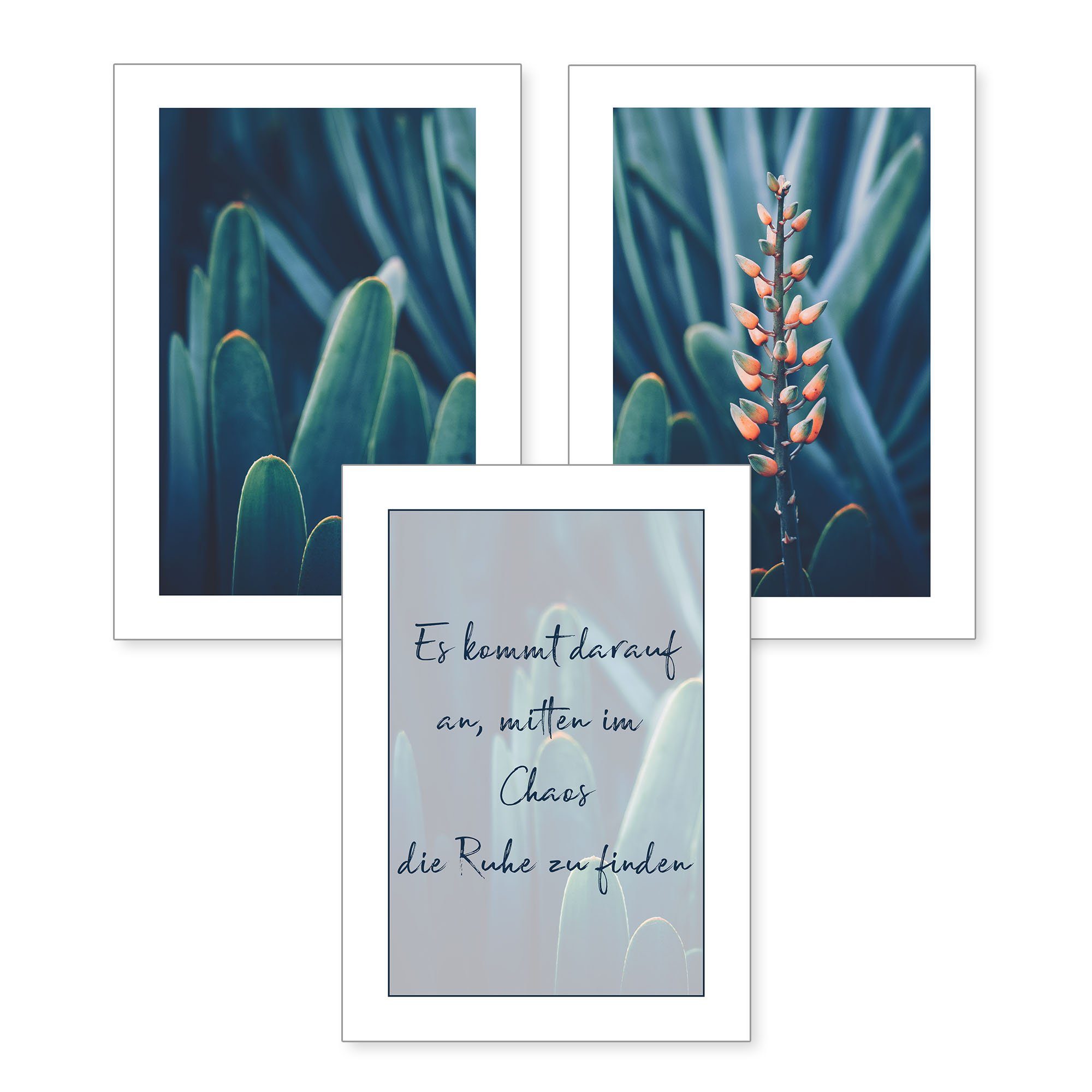 Kreative Feder Poster Pflanze Blätter Natur Blau Inspiration