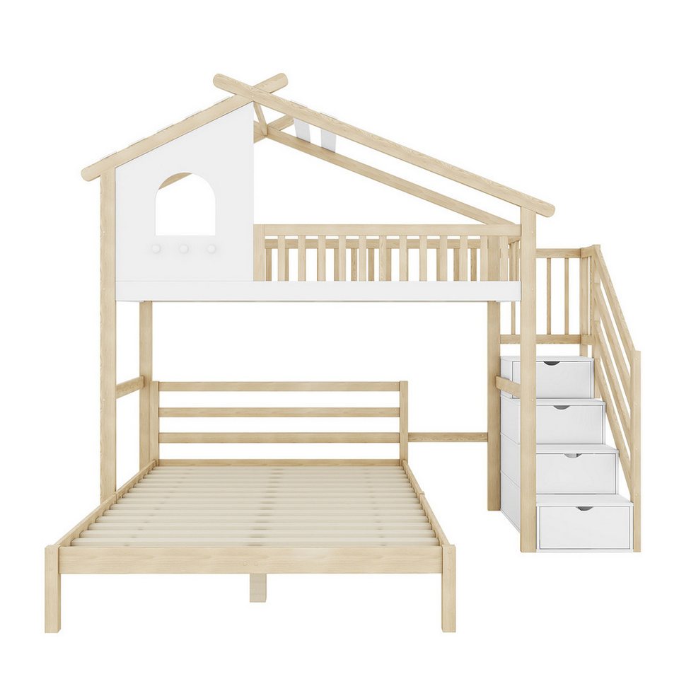 Xdeer Hausbett Hausbett Mit Bettgitter Stauraumleiter Und Fenster