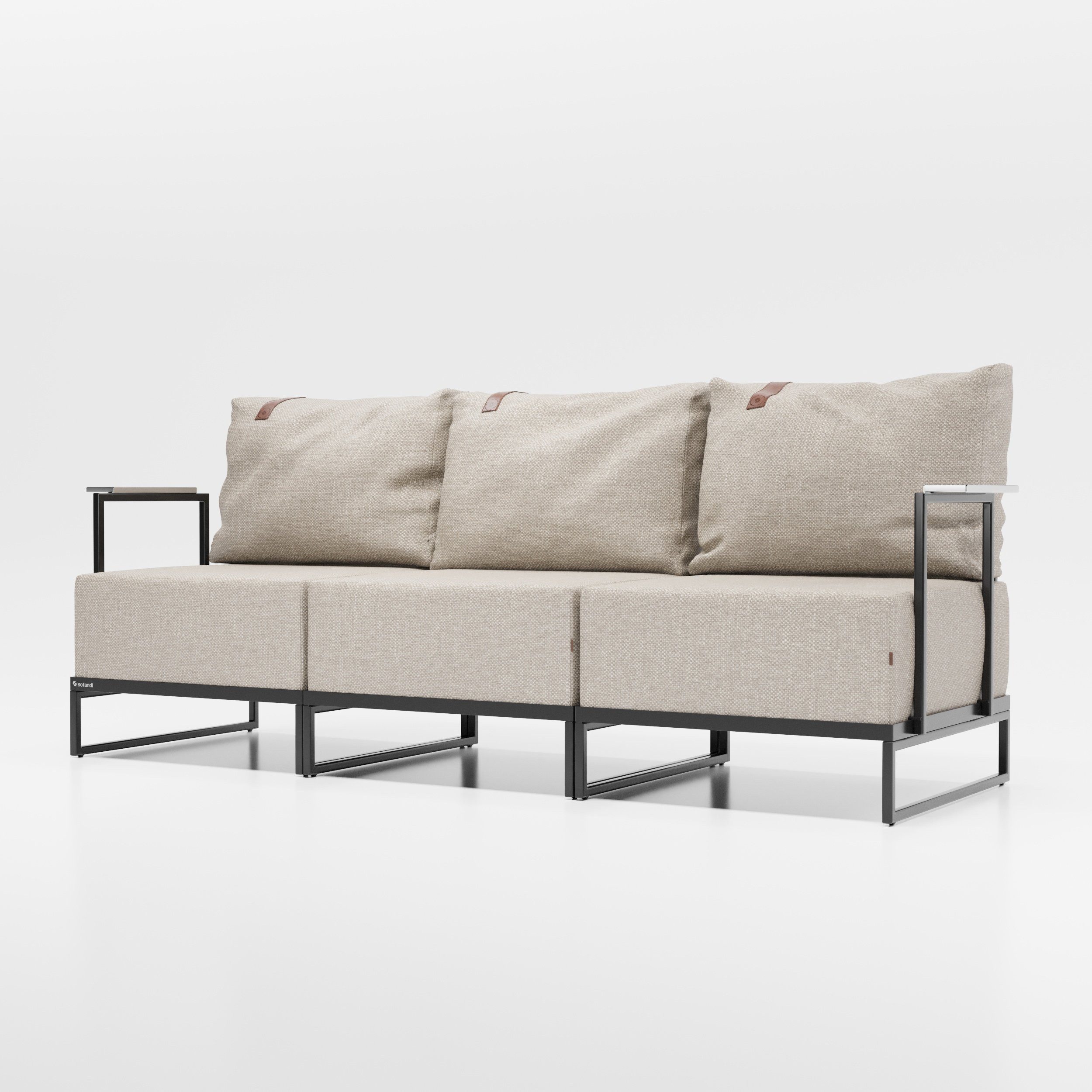 Jan Nowak Gartenlounge-Set Gartensofa Stoff Joki, gerade Beine mattschwarz