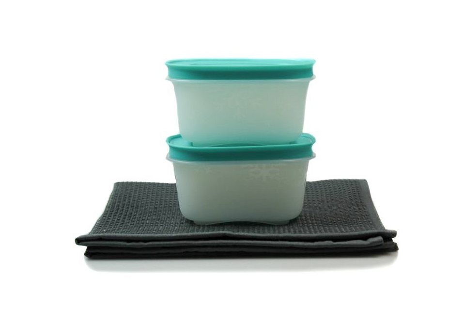 Tupperware Back Set Gefrier Behälter Eiskristall 170 Ml 2 Glastuch