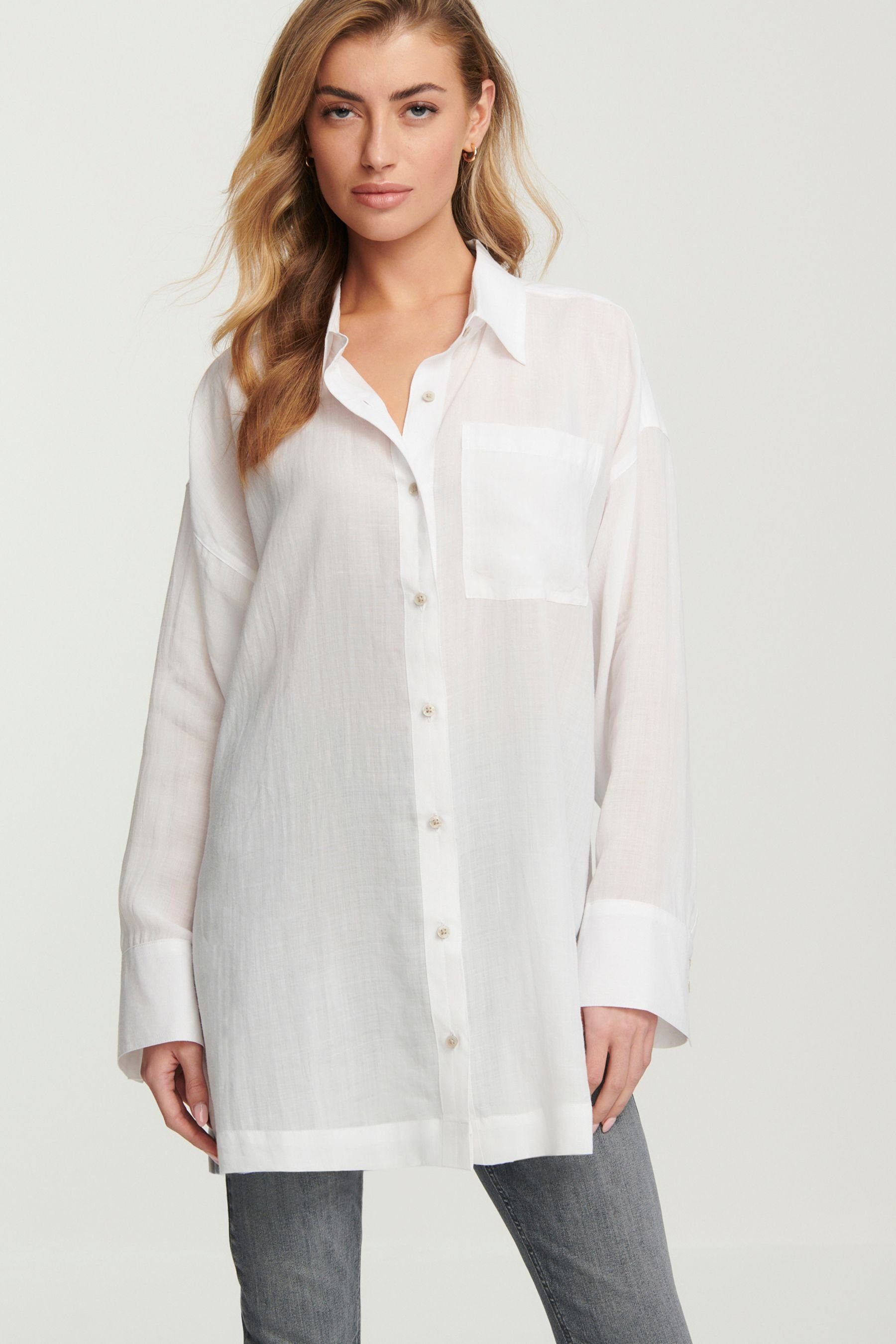Next Langarmbluse Legere Bluse Aus Leinengemisch 1 Tlg