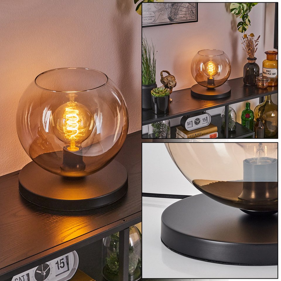 Hofstein Tischleuchte Tischlampe Aus Metallglas In Schwarzklar Ohne