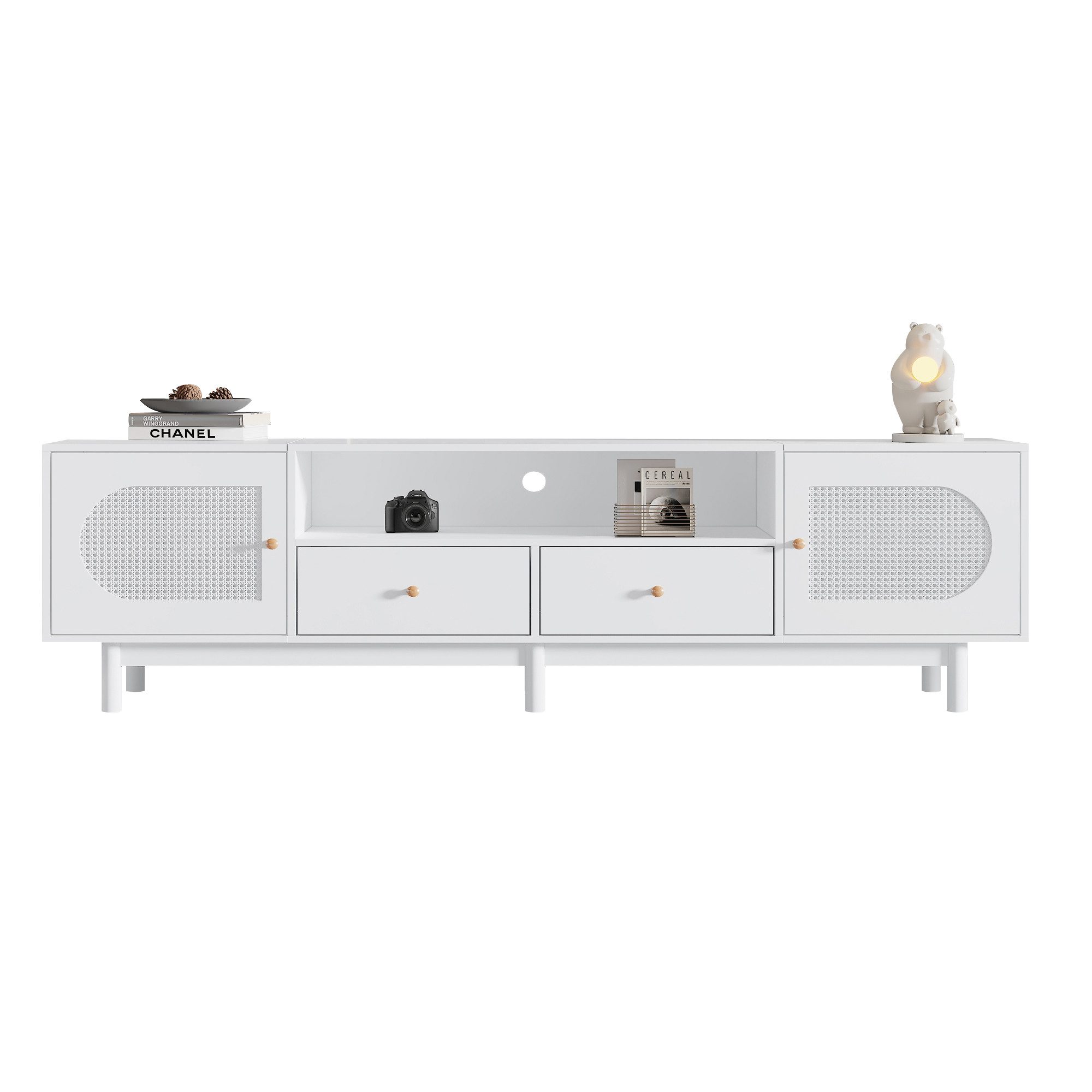 Rutaqian Eleganter 180 Cm Langer Tv Ständer Für 80 Zoll Fernseher Tv