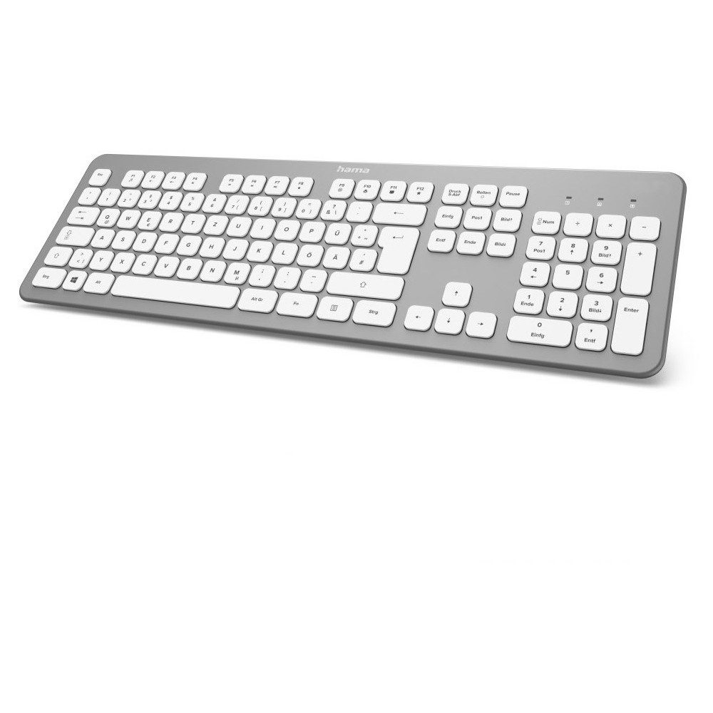 Hama Hama KW-700 kabellose Tastatur silber/weiß Tastatur (Elegantes ...