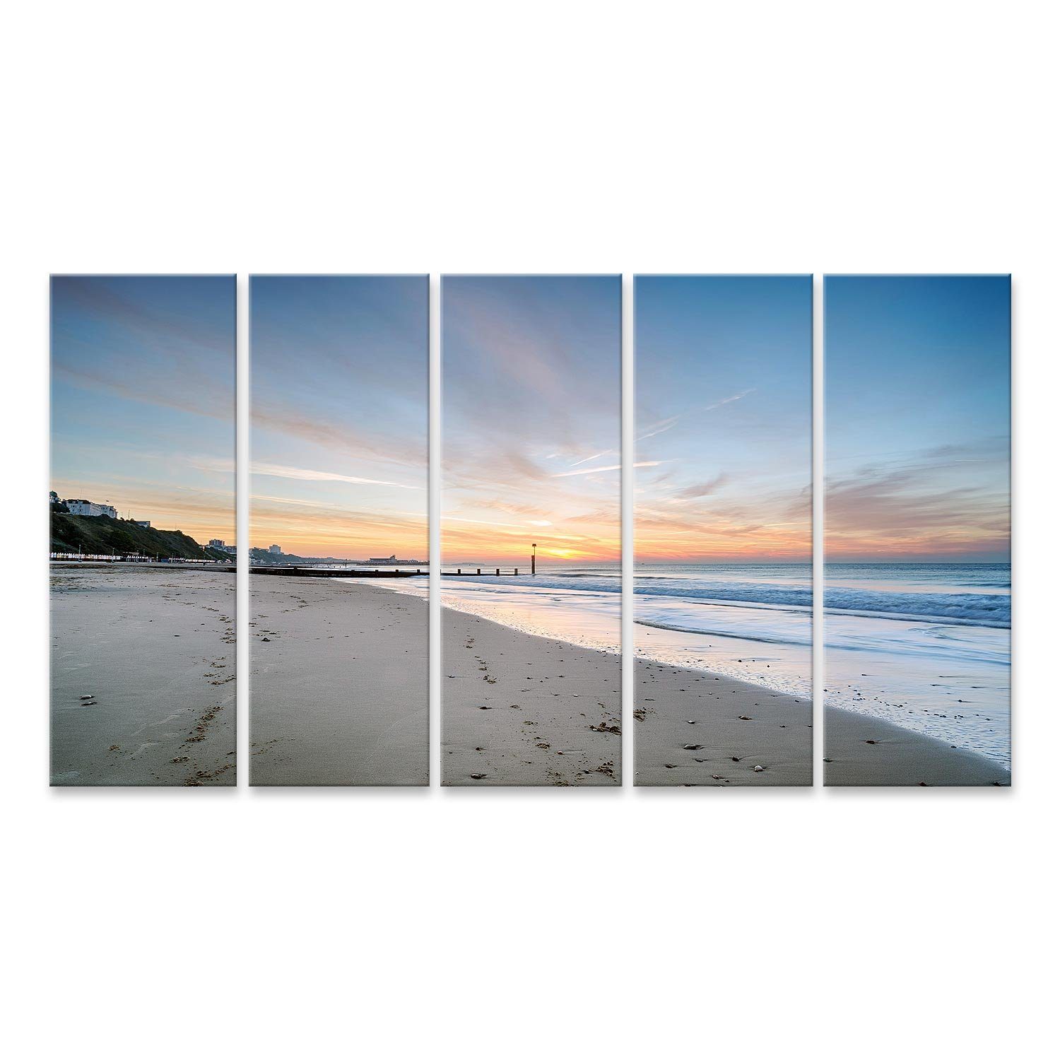 islandburner Leinwandbild Bild auf Leinwand Sonnenaufgang in Durley Chine am Strand von Bournemo