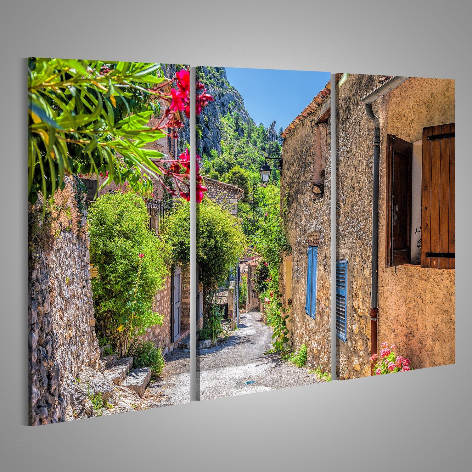 islandburner Leinwandbild Bild auf Leinwand Moustiers Sainte Marie Dorfstraße Provence Frankreic