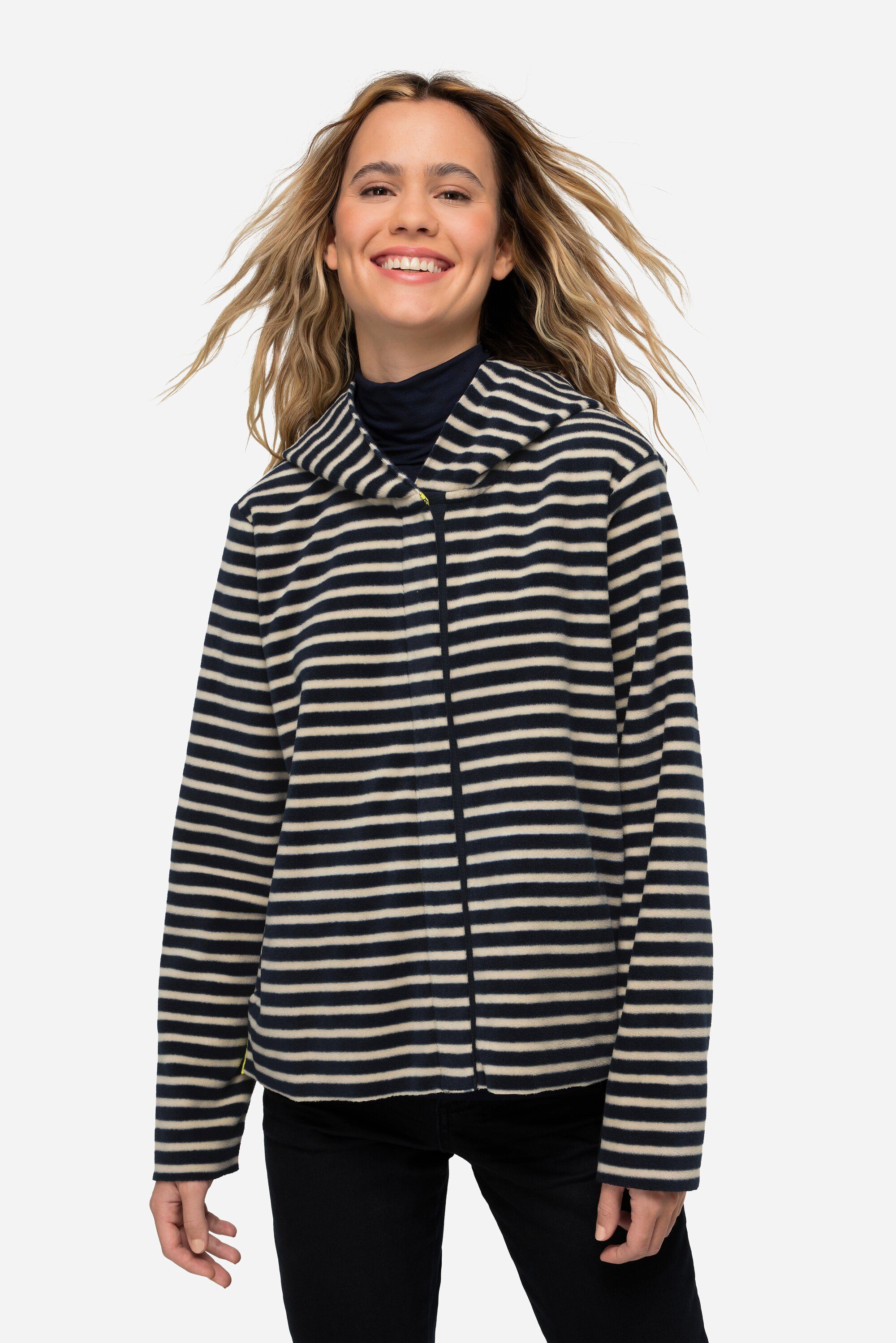 Laurasøn Sweatjacke Hoodiejacke Geringelter Fleece Kapuze Langarm