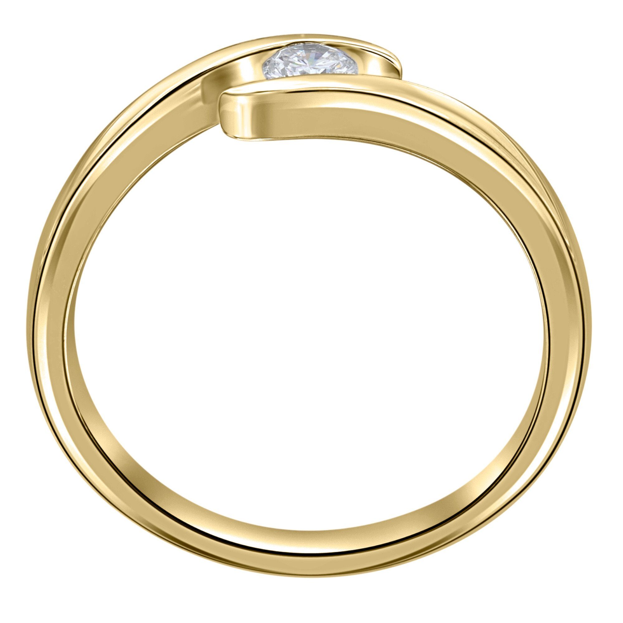 ONE ELEMENT Diamantring 0,25 ct Diamant Brillant Spannfassung Ring aus 585 Gelbgold, Damen Gold ...