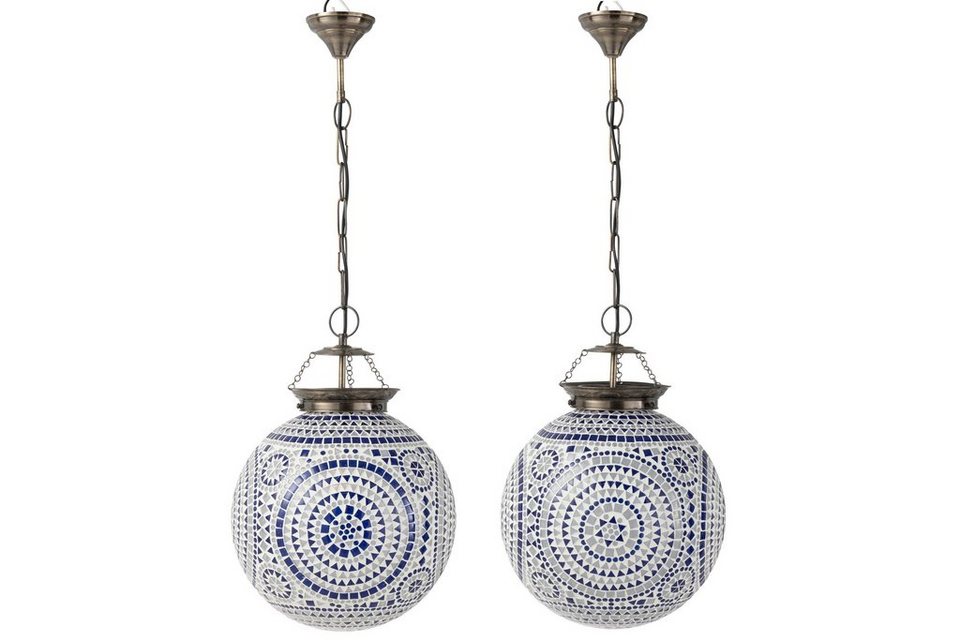Gilde Dekoobjekt 2er Set Handgefertigte Hängelampen Eki Mosaikglas
