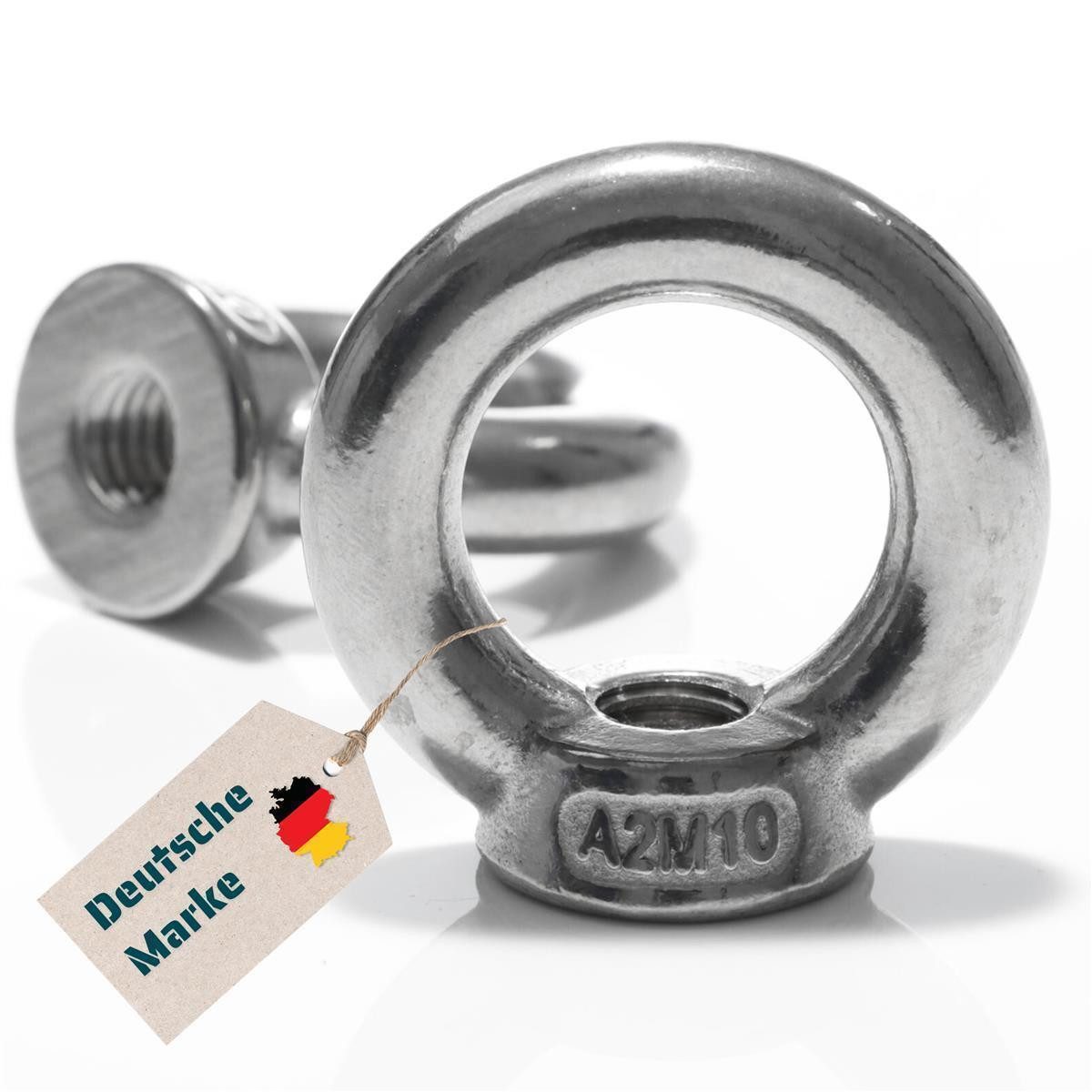 Yourkon Ringmutter Ringmuttern M10 rostfrei DIN 582 A2 gegossen 1 Stück, (1-St)