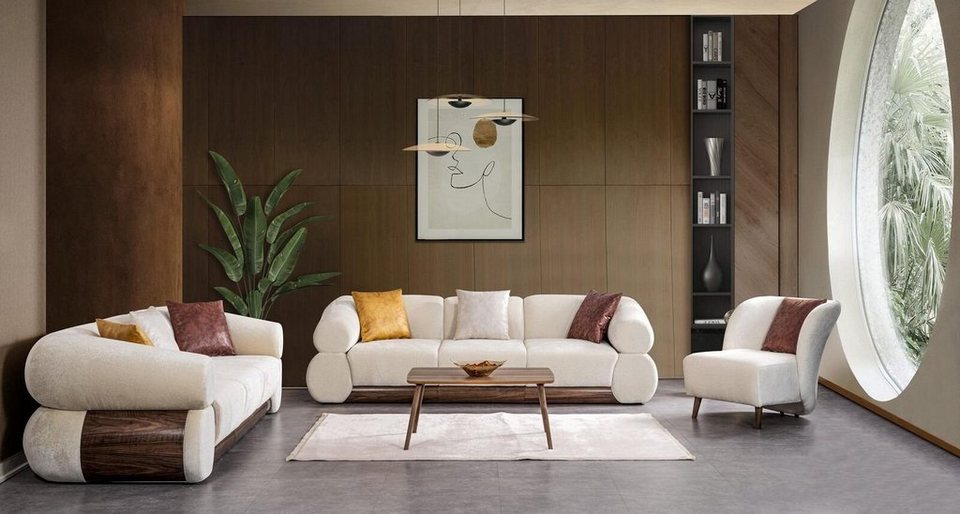 Jvmoebel Wohnzimmer Set Modern Sofagarnitur Sofa Couch Polster Sessel