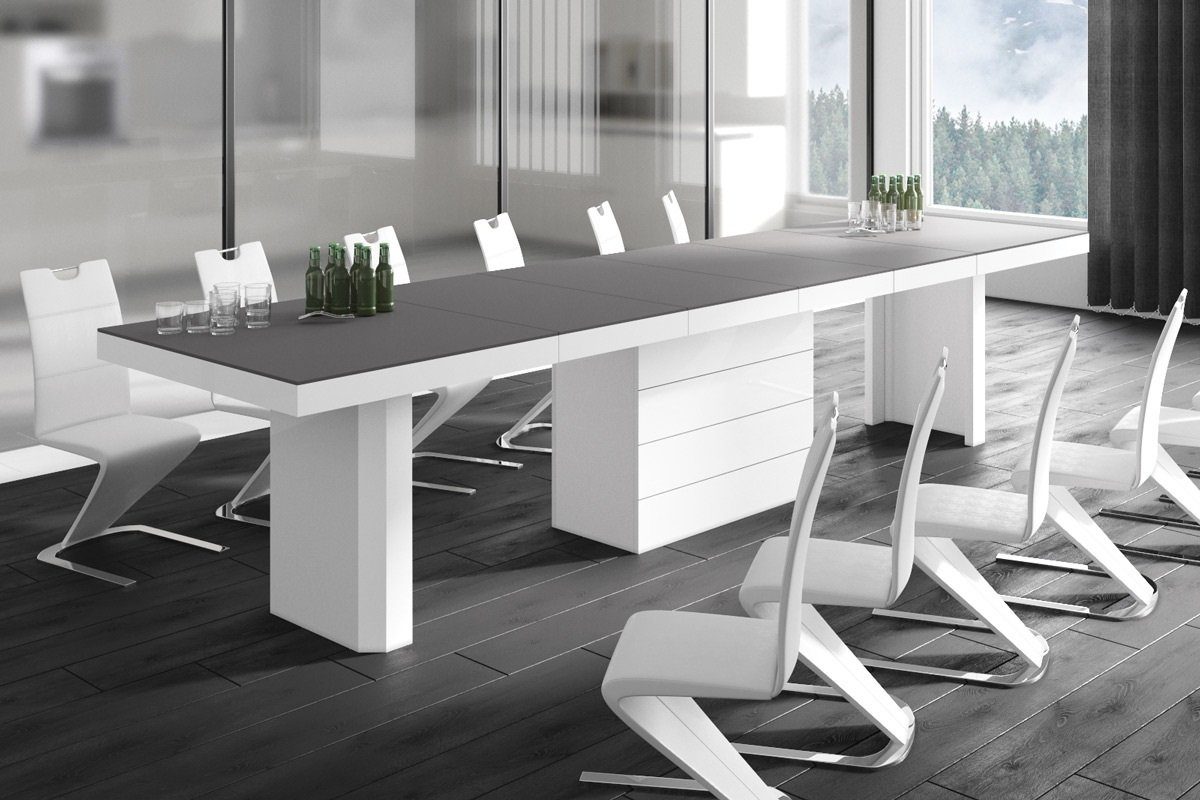designimpex Esstisch Design HE-777 Cappuccino / Weiß Hochglanz XXL ...