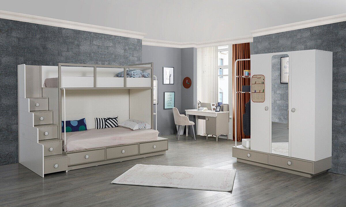 Jvmoebel Jugendzimmer Set Kinderzimmer Schlafzimmer Set Holz Etagenbett