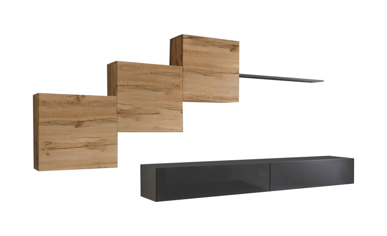 Jvmoebel Wohnzimmer Set Designer Wohnzimmermöbel Wohnwand Grau Tv