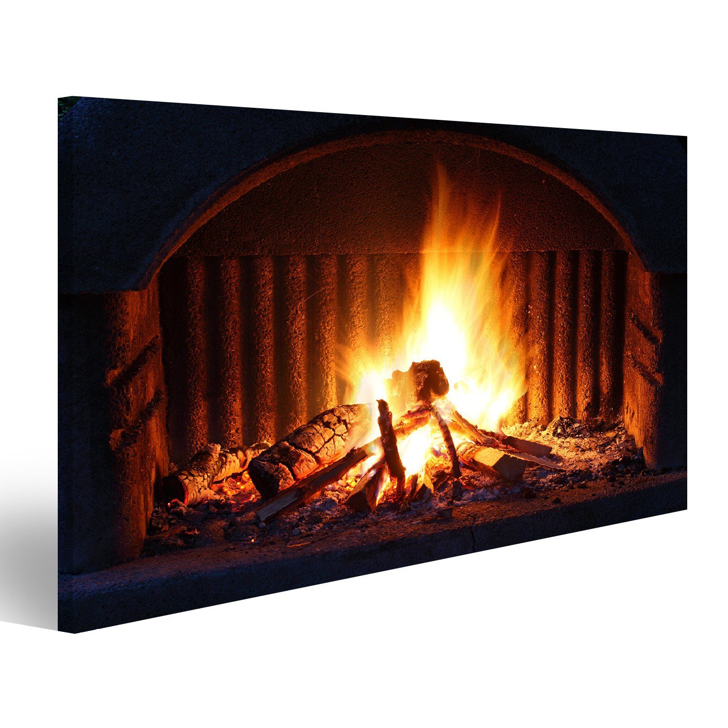 ᐅ islandburner Leinwandbild Bild auf Leinwand Kamin Mit Feuer In Der Nacht Outdoor Shot Wandbild ...