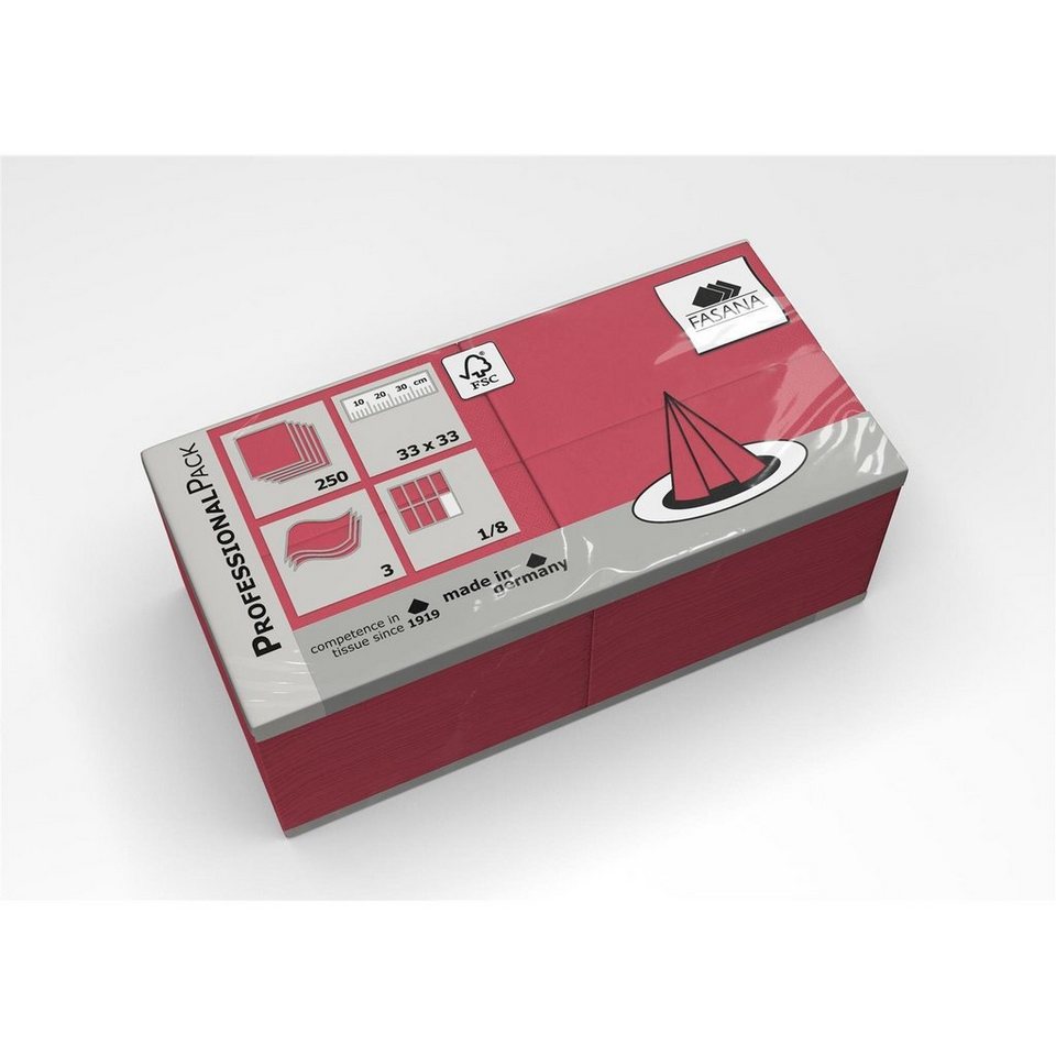 Fasana Papierserviette 1000 Servietten 33 X 33 Cm 3 Lagig Bordeaux