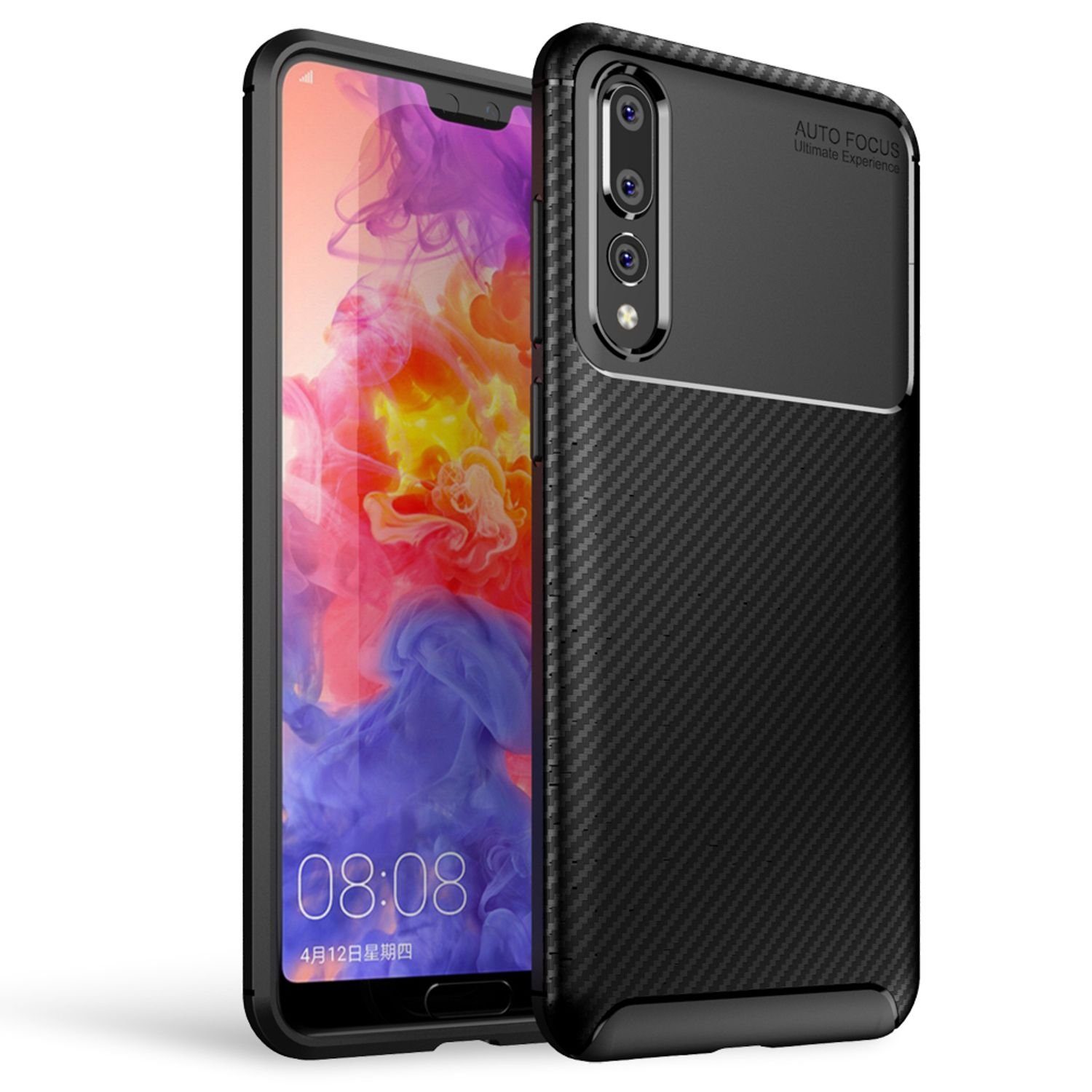Nalia Handyhülle Huawei P20 Pro Carbon Look Silikon Hülle Matt