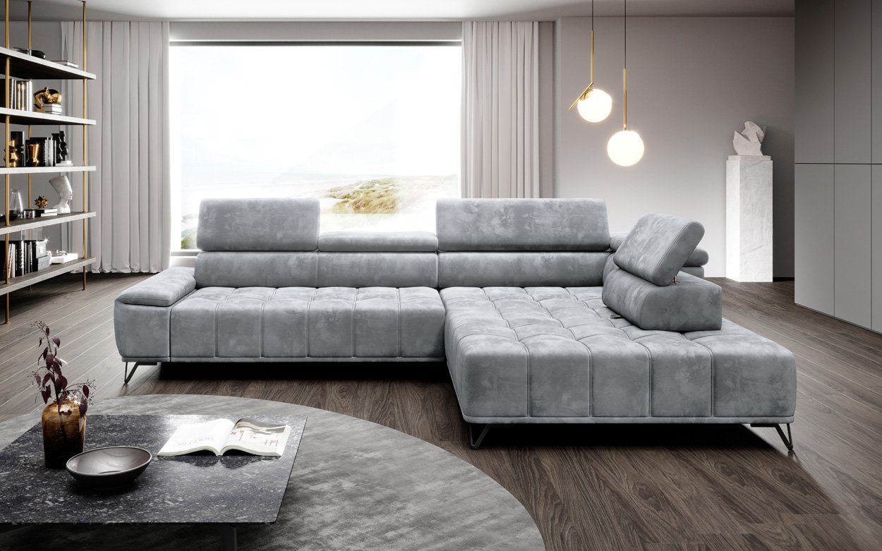 WOHNKLUSIV Ecksofa Ecksofa VERONA m. elektrischer Sitztiefenverstellung ...