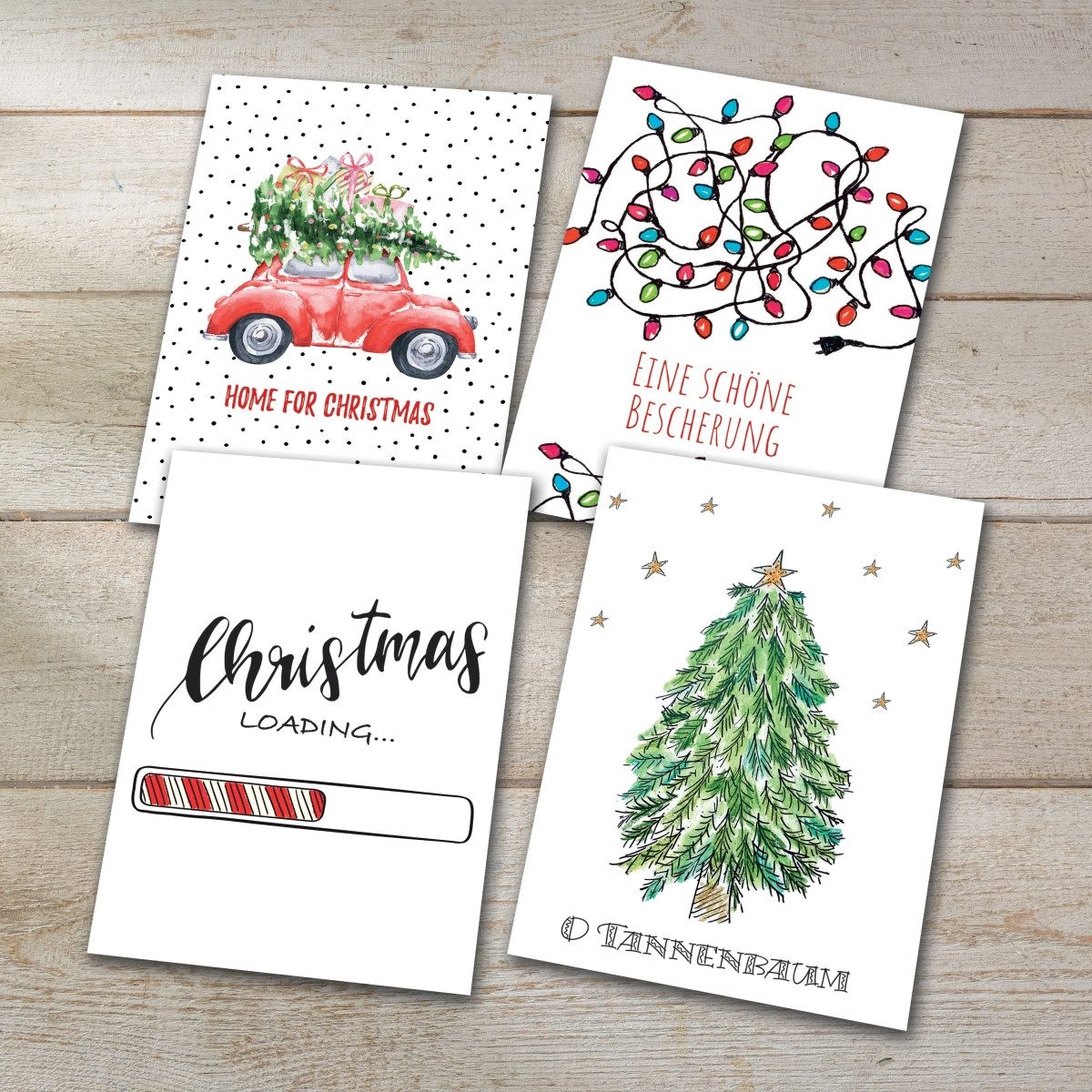 Sigel Designpapier Weihnachts-Postkarten-Set A6 270g Colourful Christmas 24 Stück