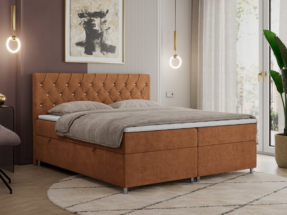 Mks MÖbel Boxspringbett Roma Set Packung T30 Schaum 7 Härtezonen