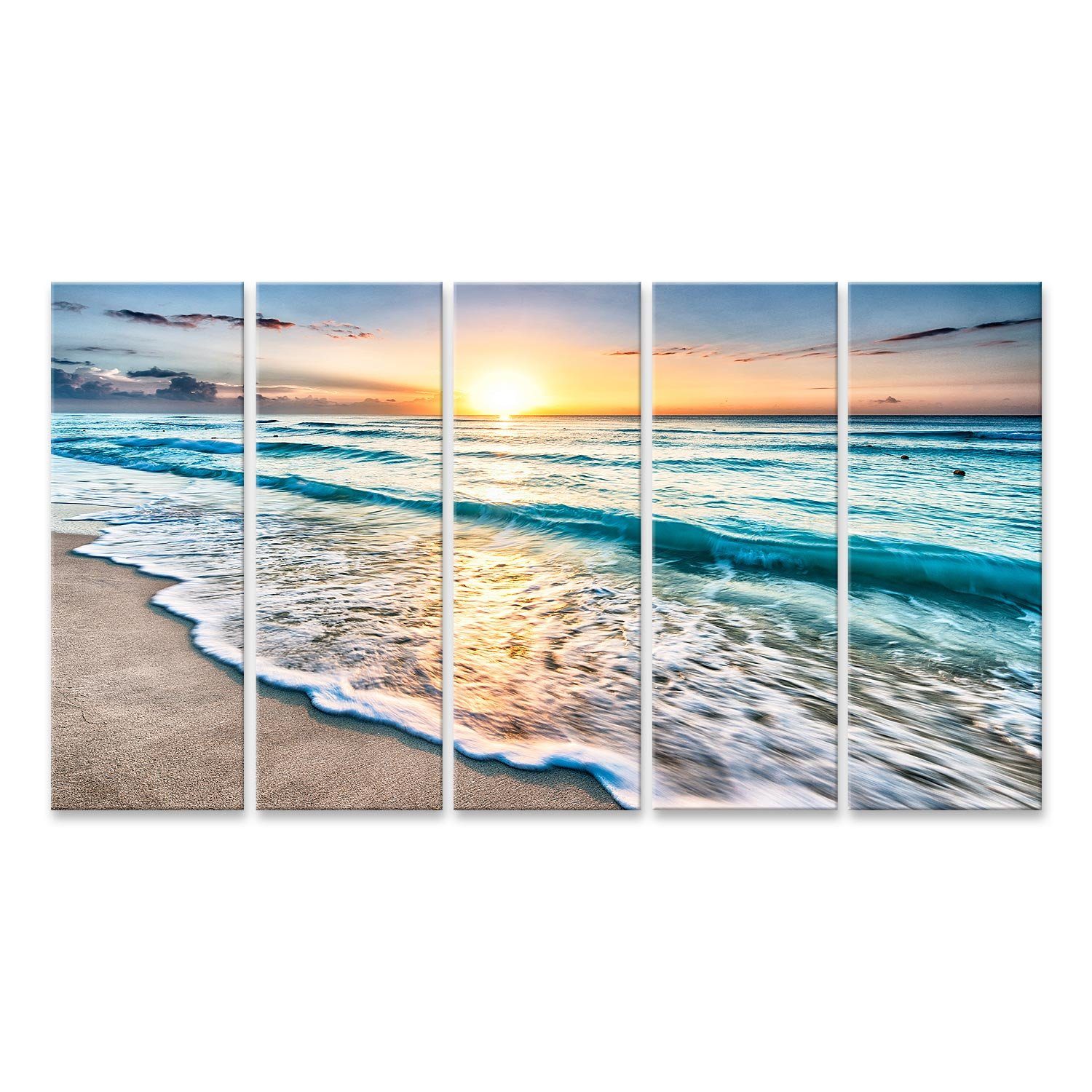 islandburner Leinwandbild Bild auf Leinwand Sonnenaufgang über Strand Cancun Schönes Mexiko Wand