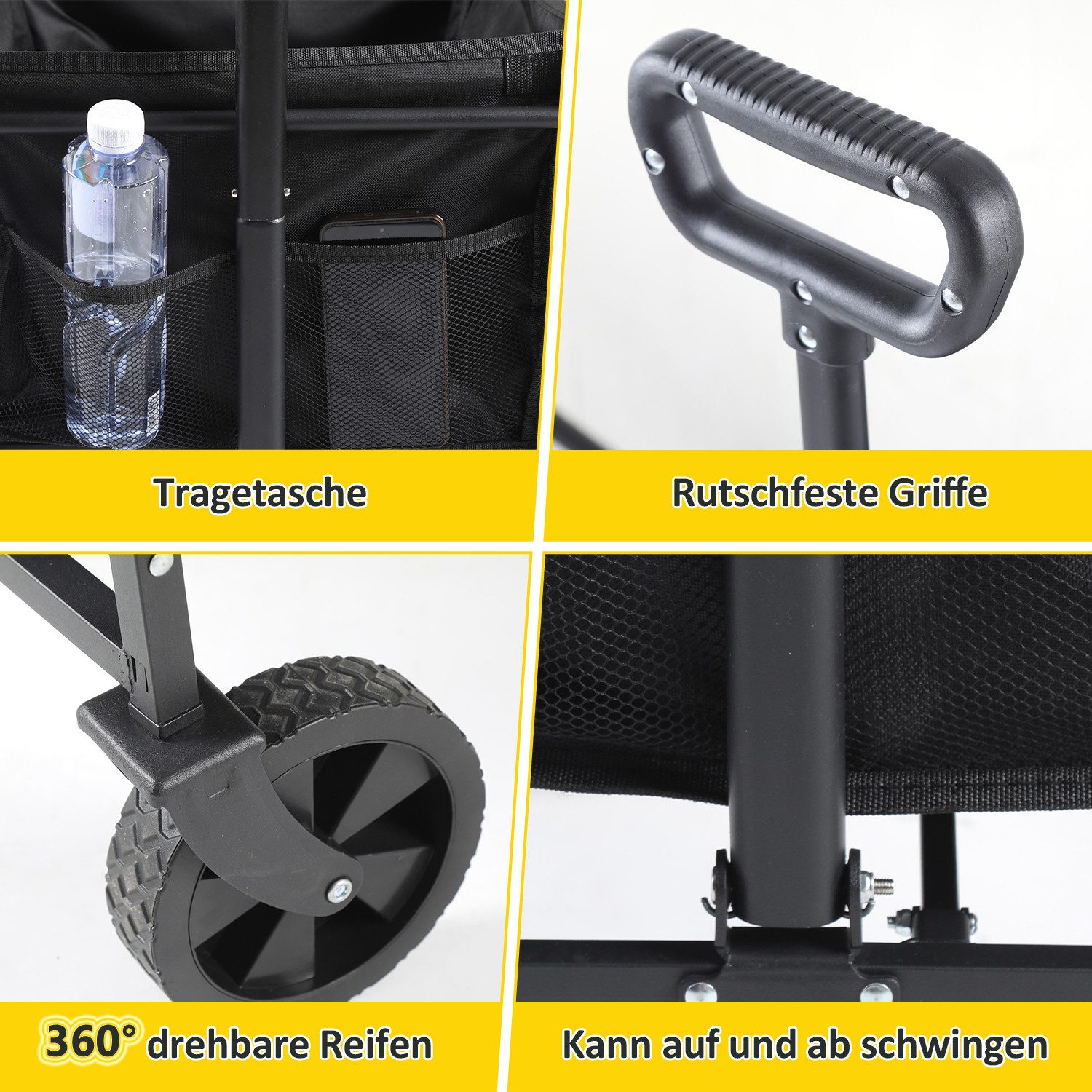 Clanmacy Bollerwagen Faltbar Gartenwagen Handwagen Strandwagen Klappbar ...