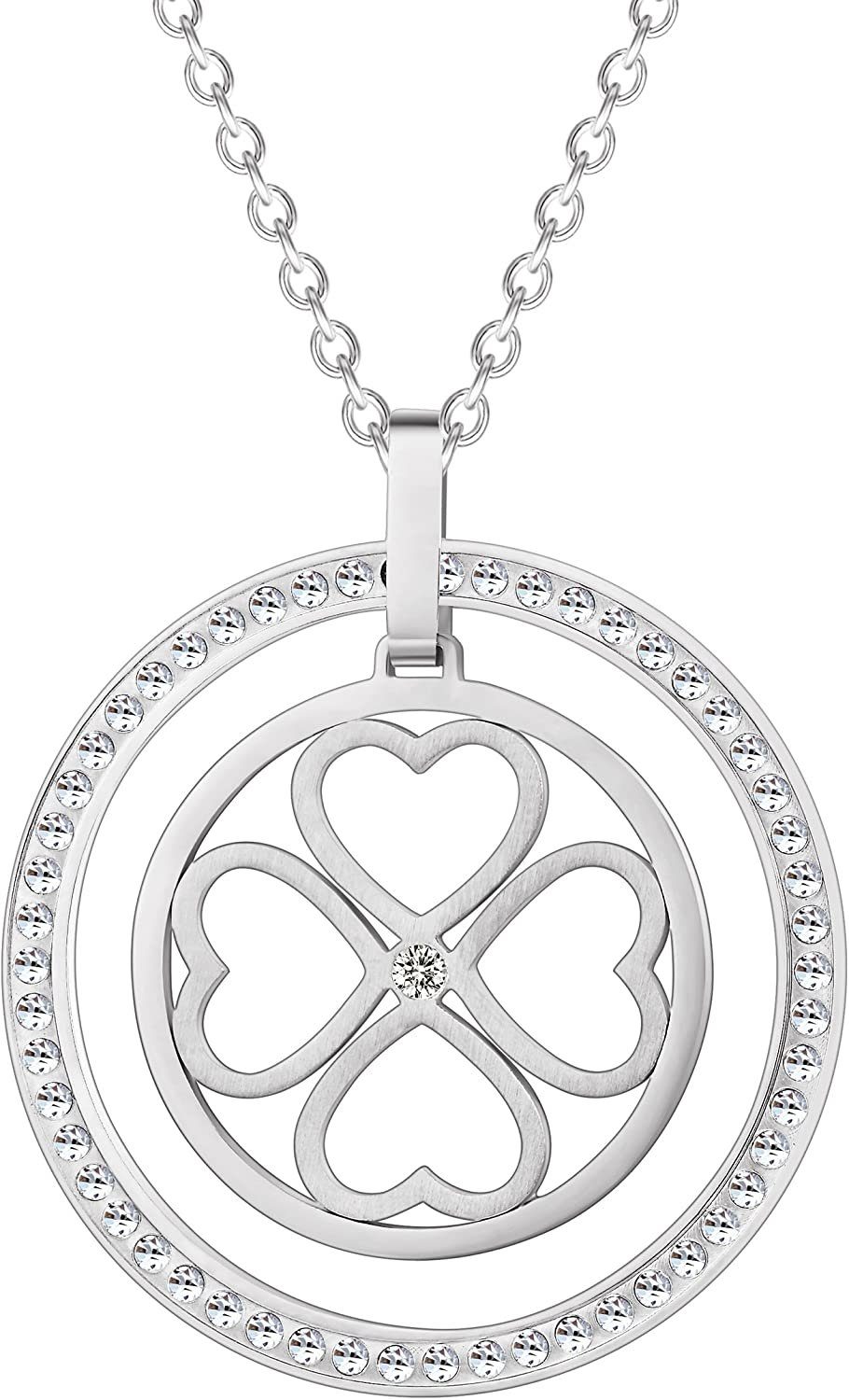 Karisma Kette mit Anhänger Karisma Damen Edelstahl Anhängerkette Collier 4 Herze Zirkonia 80cm ...