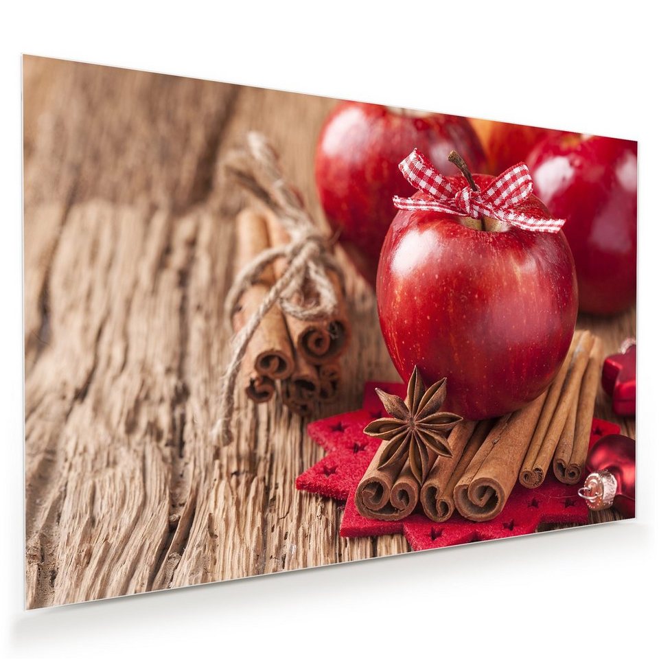 Primedeco Glasbild Wandbild Äpfel Mit Zimtstangen Mit Aufhängung Früchte
