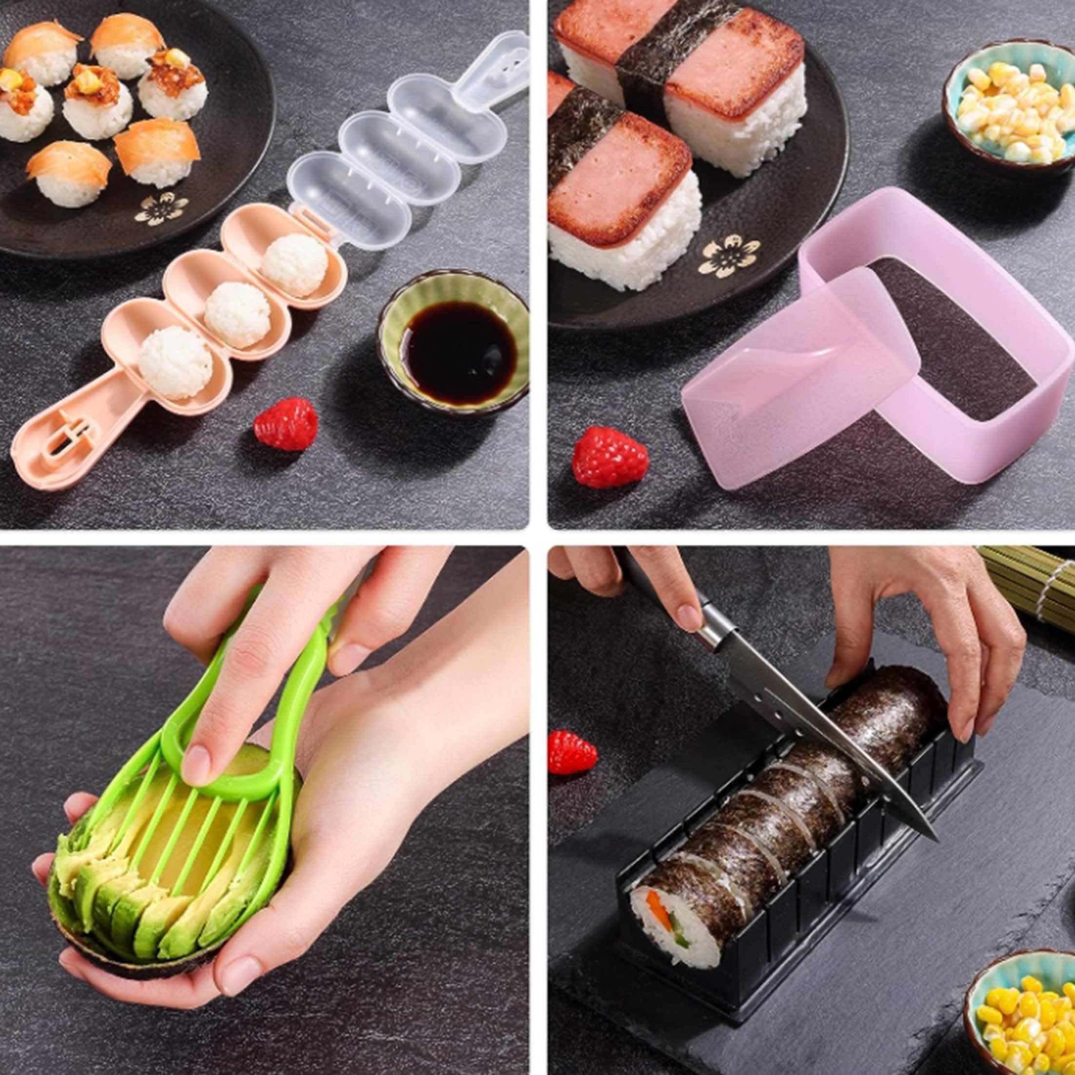 KINSI Sushi-Roller Sushi-Maker Set komplett mit Bambusmatte,Sushi ...