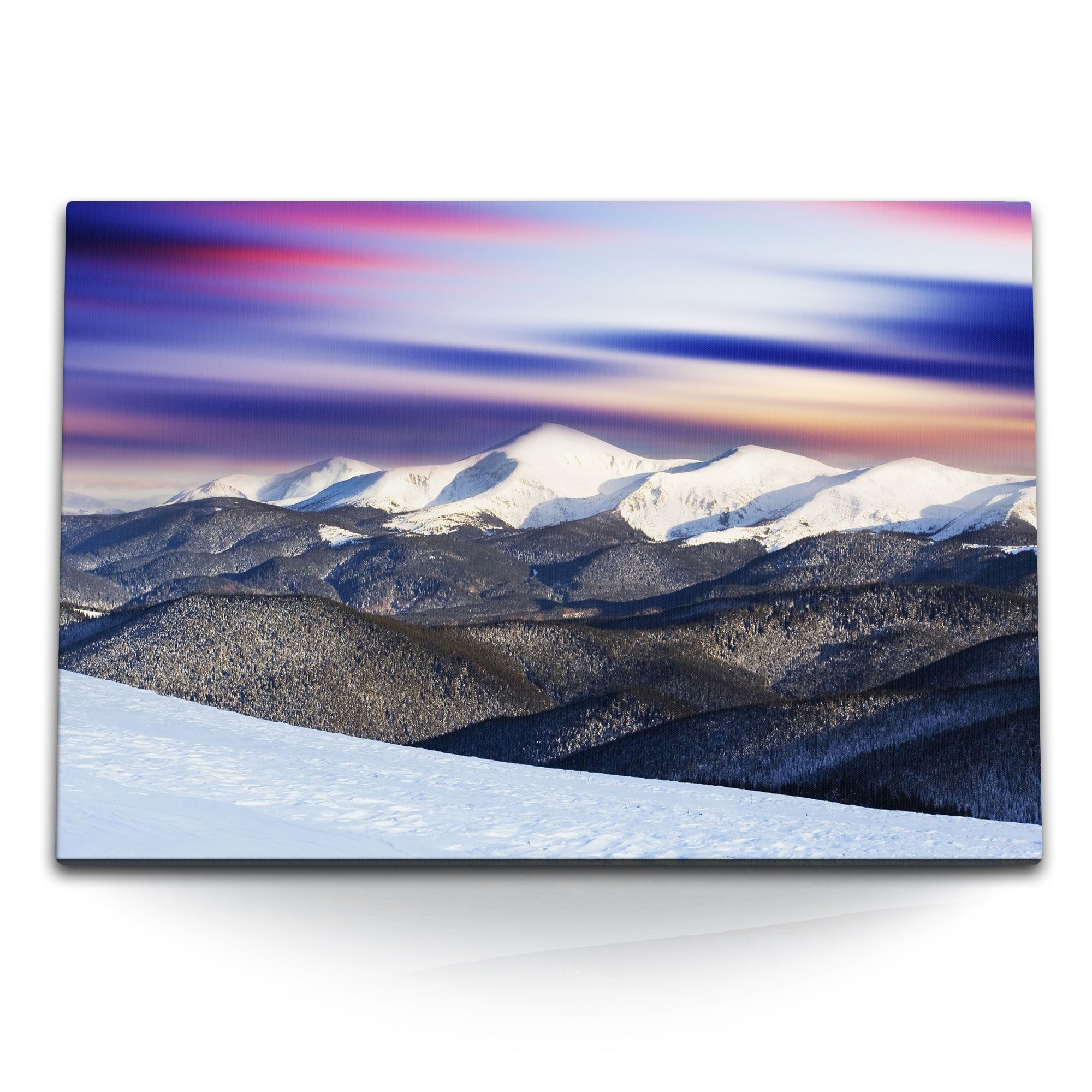 Sinus Art Leinwandbild 120x80cm Wandbild auf Leinwand Berge Schnee Gebirge Winter Himmel Kuns ...