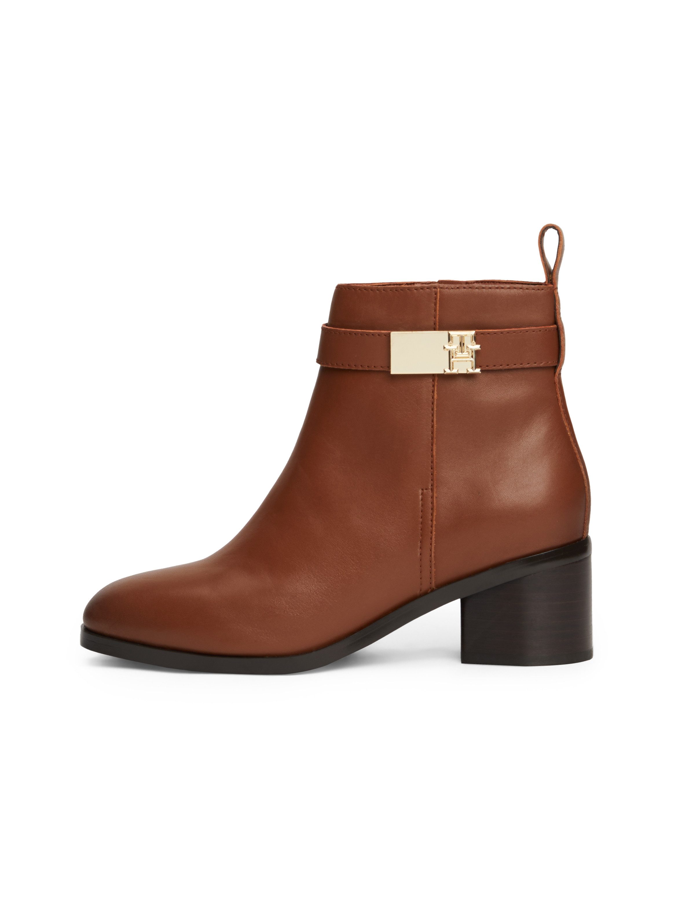 Tommy Hilfiger TH LOGO MID HEEL BOOTIE Stiefelette Blockabsatz Ankleboots Businesschuh Zierriemchen Schmuckelement